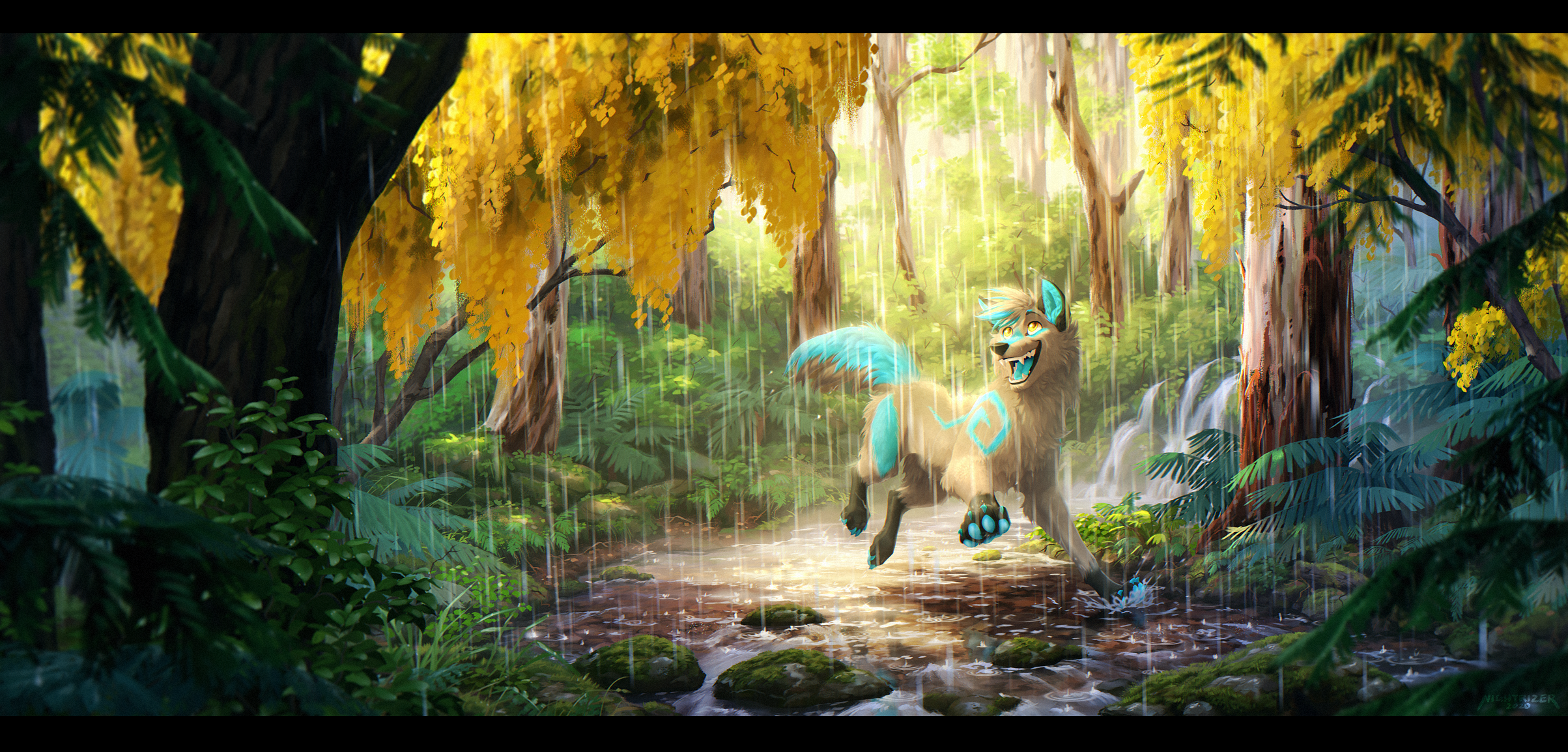 Download Rain Forest Fantasy Wolf HD Wallpaper by Nightrizer