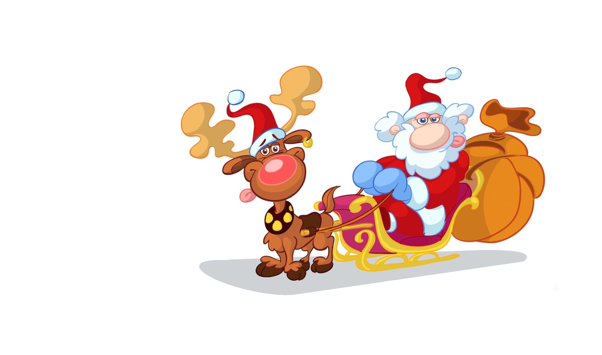 Download Santa Sleigh Deer Holiday Christmas HD Wallpaper