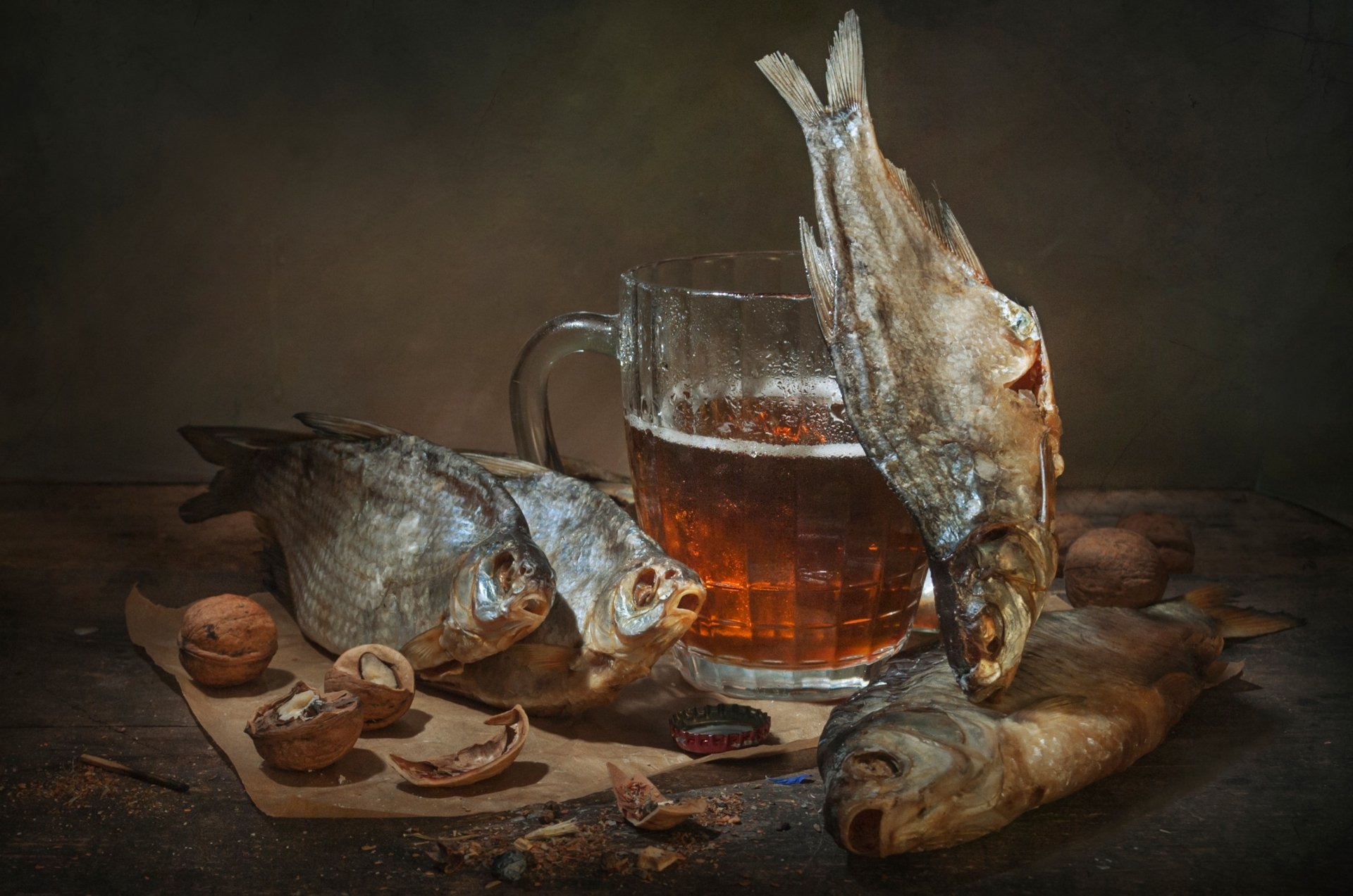 Download Beer Fish Food Still Life HD Wallpaper