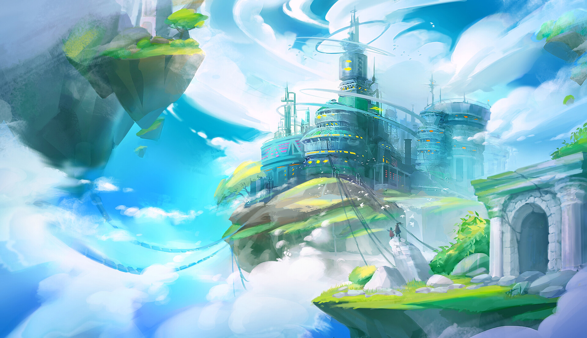 Download Fantasy City Floating Island Futuristic City Cloud Fantasy ...
