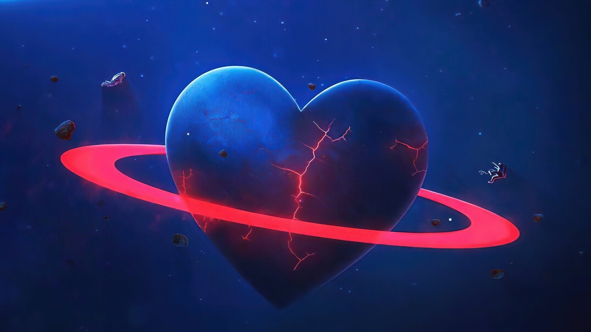 Download Planetary Ring Space Artistic Heart HD Wallpaper