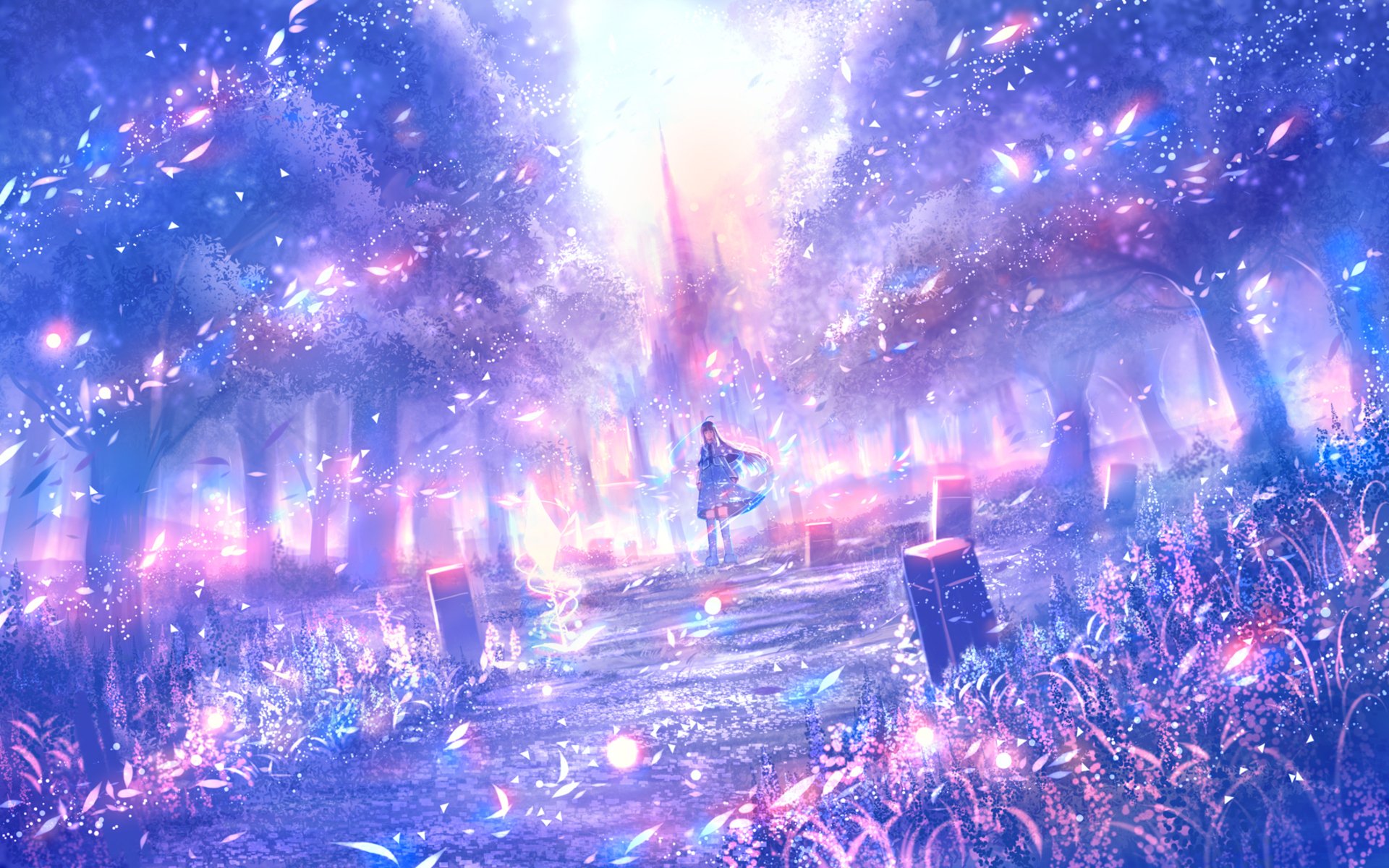 Ethereal Starlit Anime Forest — HD Fantasy Wallpaper by 防人
