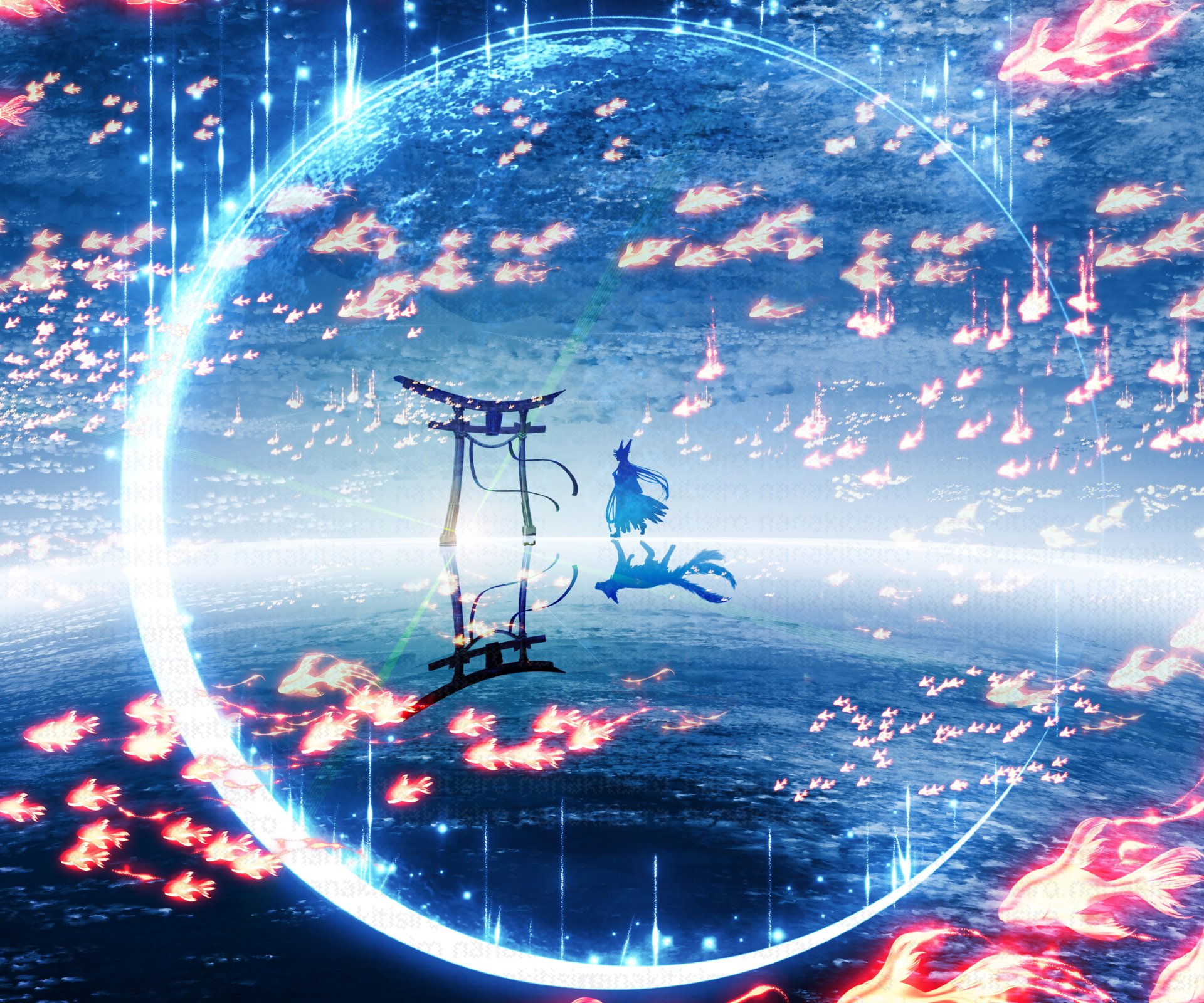 Download Fish Sky Anime Reflection Sky Anime HD Wallpaper