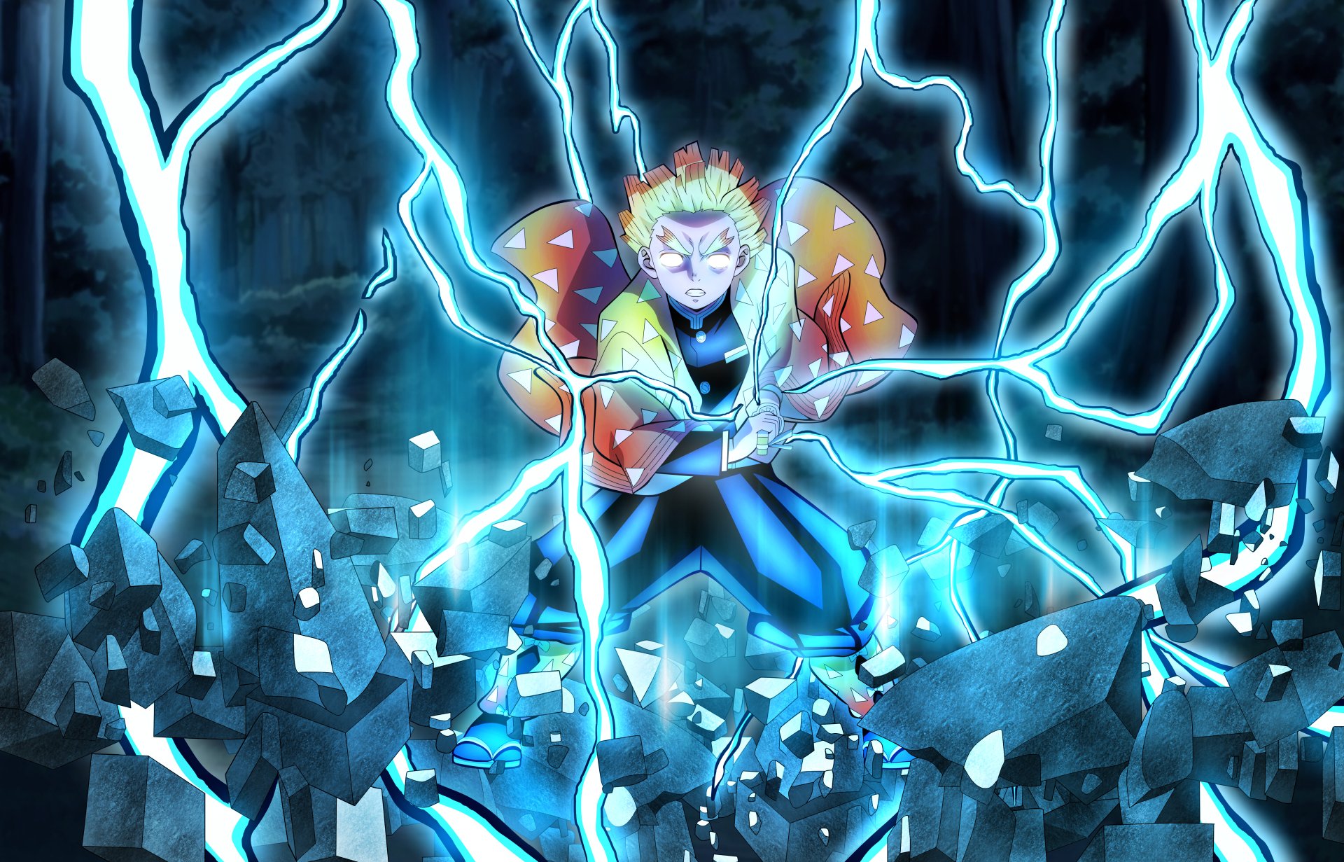 Zenitsu Agatsuma in Electrifying 4K - Demon Slayer Ultra HD Wallpaper ...