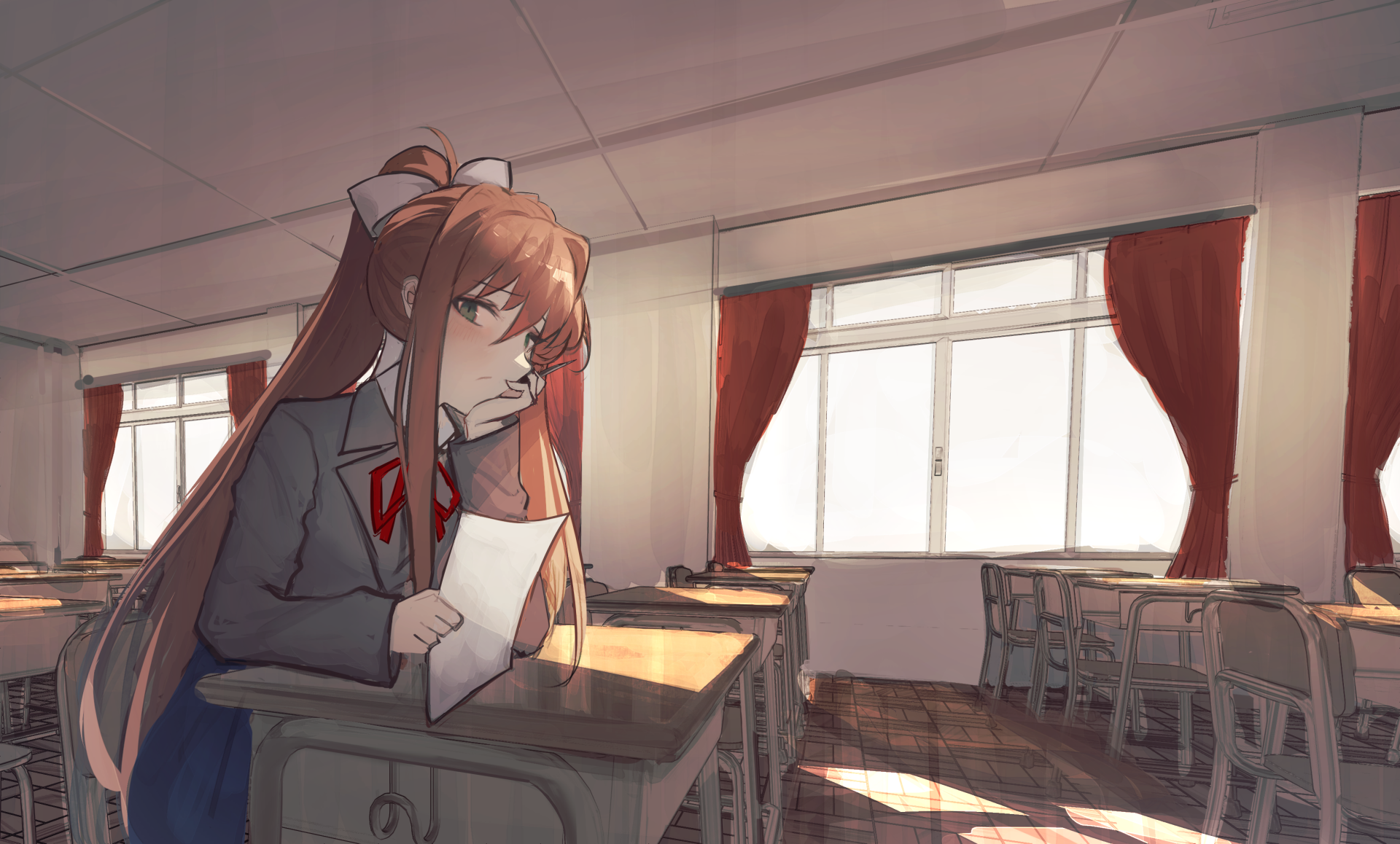 Monika’s Quiet Moment – HD Doki Doki Literature Club! Wallpaper