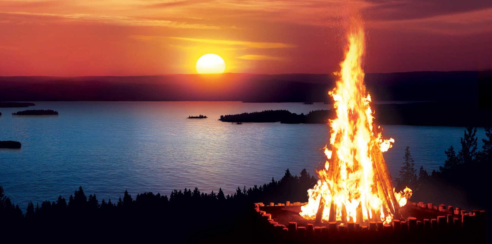 Stunning HD Wallpaper of a Bonfire at Sunset