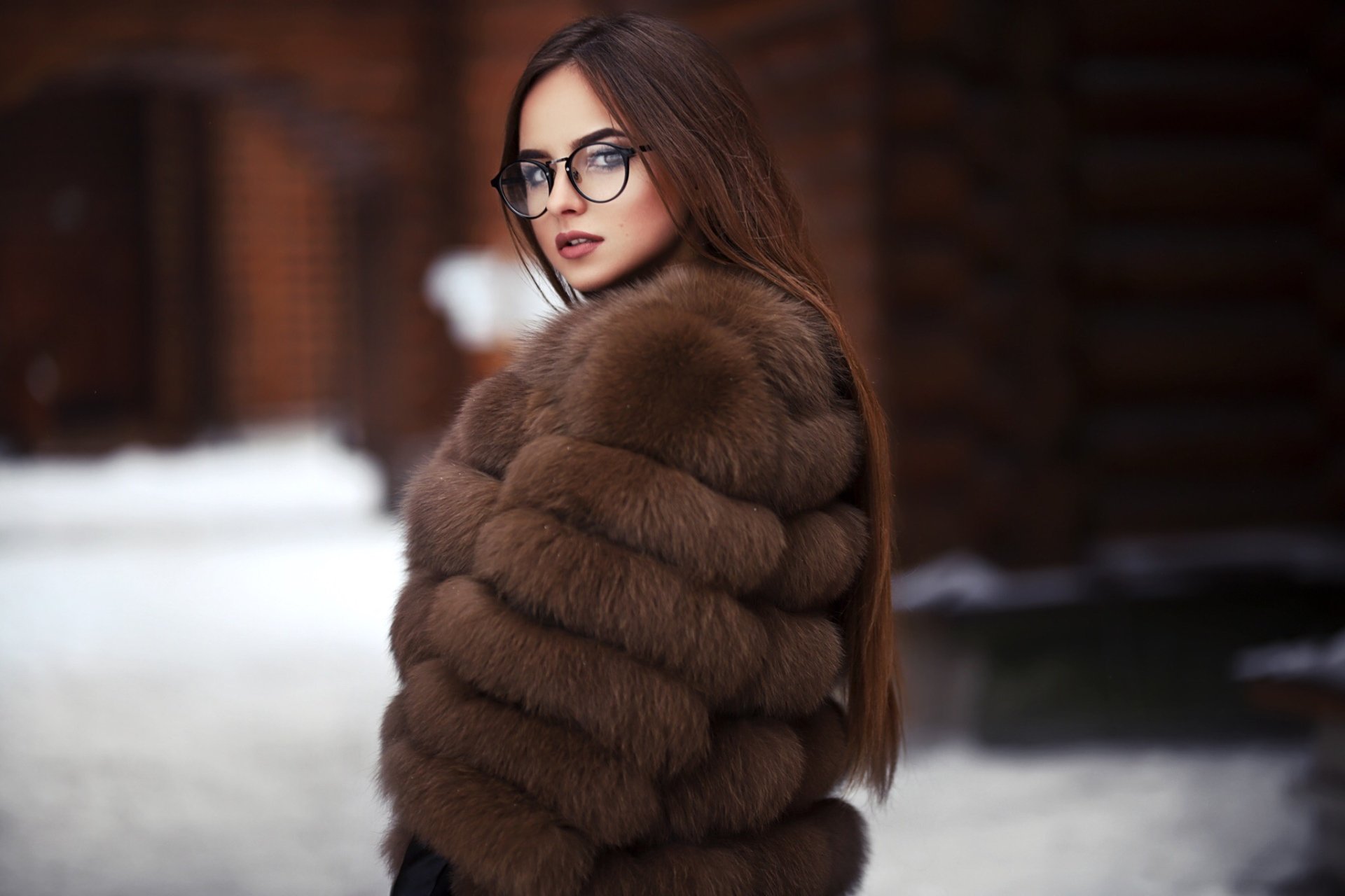 Download Fur Woman Model HD Wallpaper by Maxim Romanov