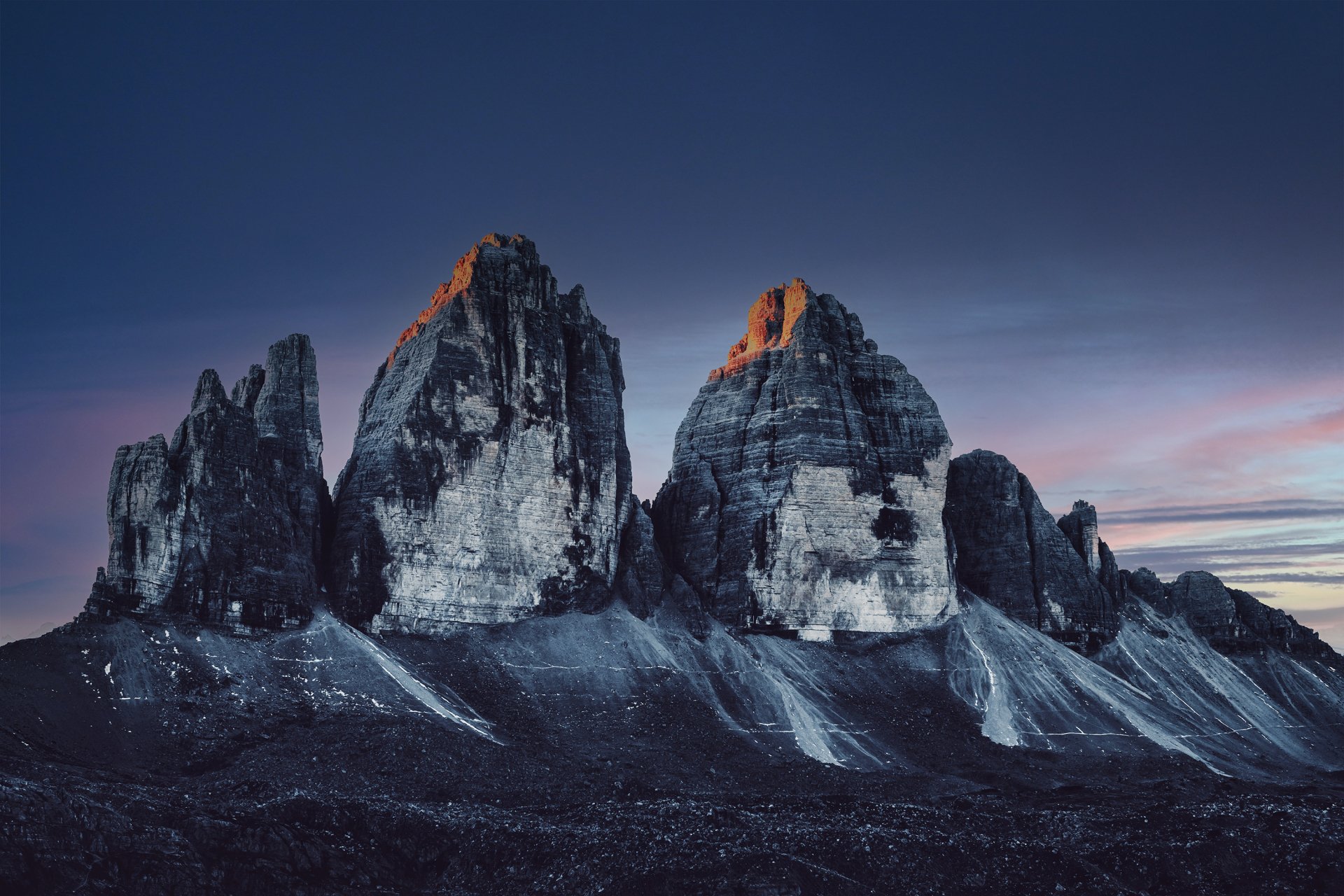 Tre Cime di Lavaredo: Majestic Nature HD Wallpaper at Dusk