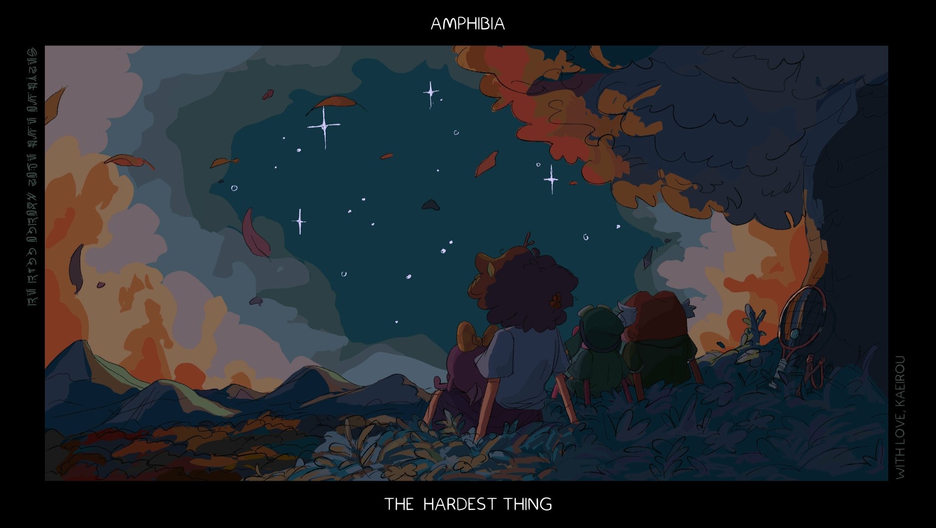 Amphibia 4K: Anne, Sprig, Polly & Hop Pop Stargazing by kaeirou