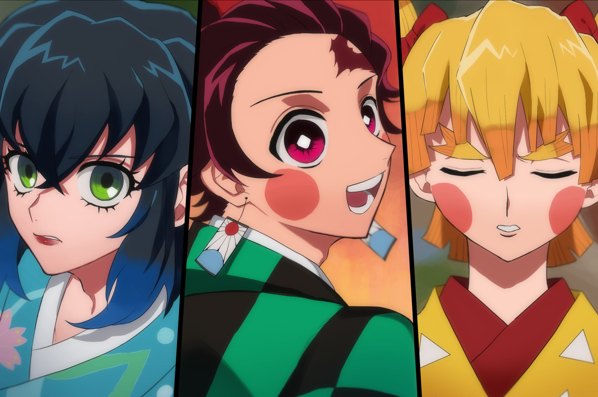 Demon Slayer Trio: Tanjiro, Zenitsu & Inosuke HD Anime Wallpaper by ...