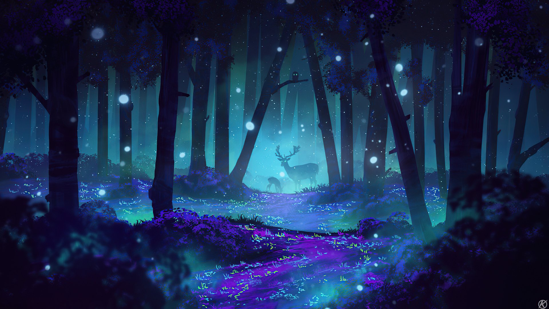 Enchanted Twilight: Fantasy Deer in Mystical Forest HD Wallpaper by ...