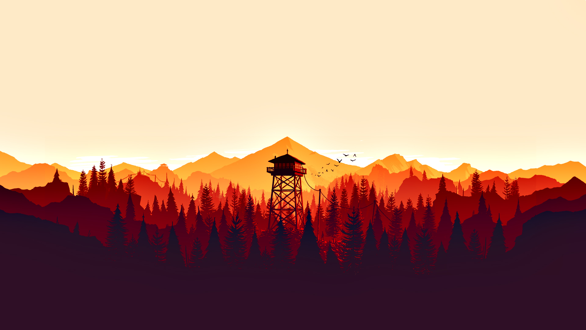 Firewatch HD Wallpaper: Scenic Watchtower Sunset in the Video Game ...