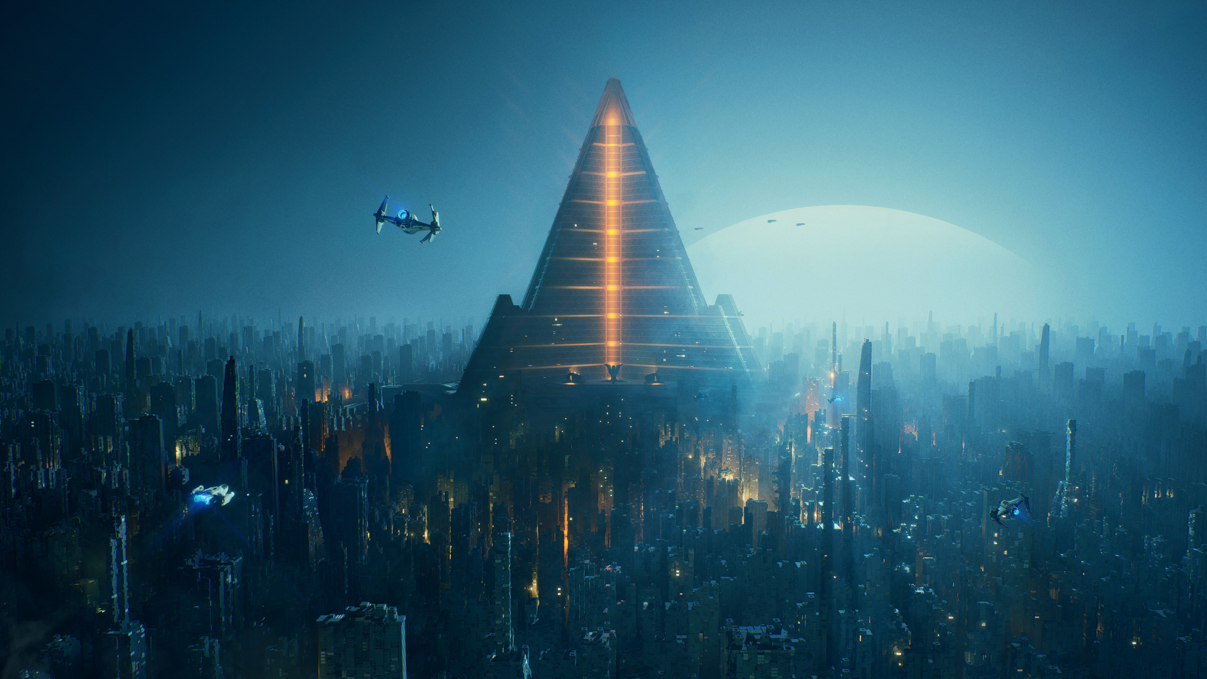 Download Sci Fi City Sci Fi City 4k Ultra HD Wallpaper by Stuart Huang Ji