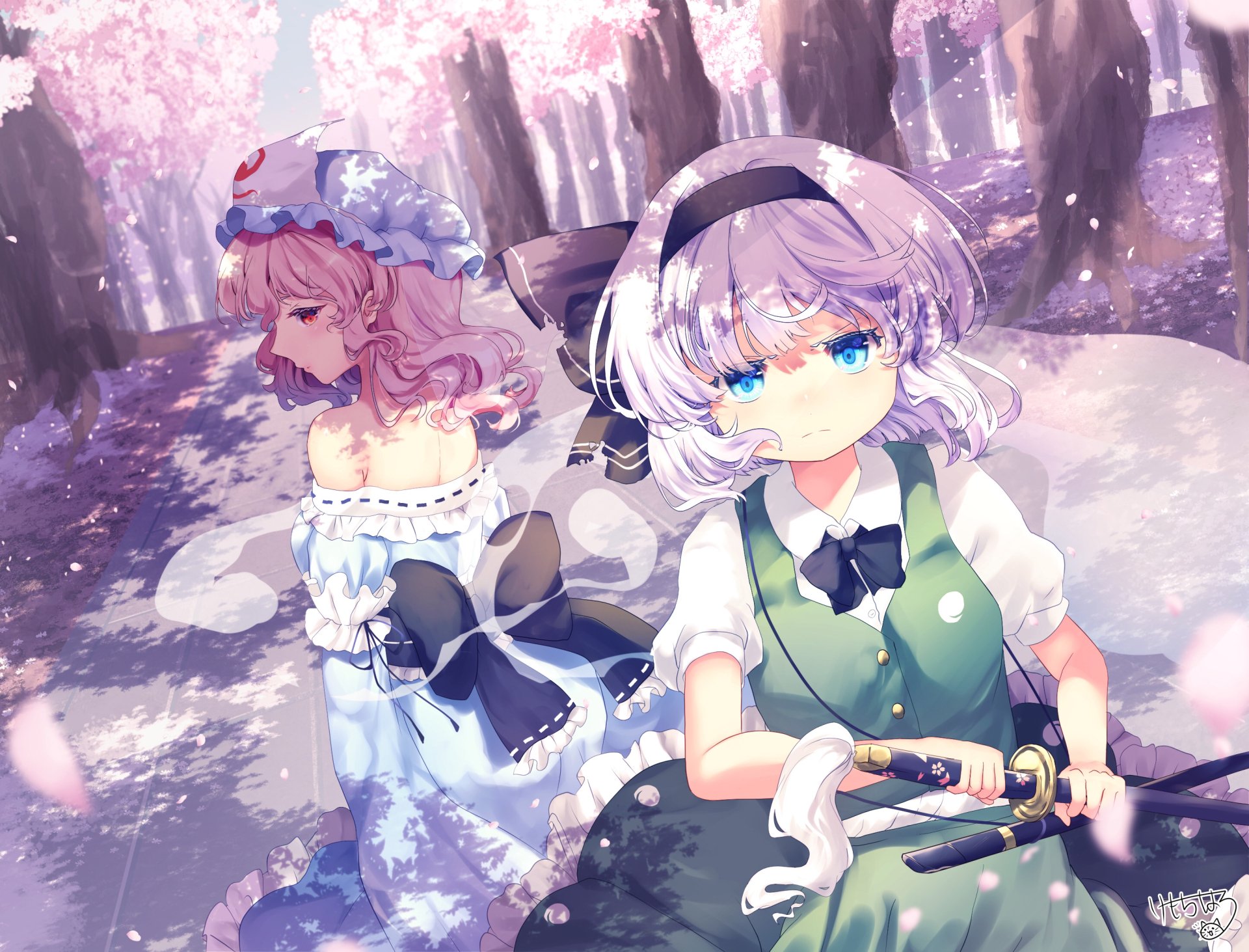 Download Yuyuko Saigyouji Youmu Konpaku Anime Touhou HD Wallpaper