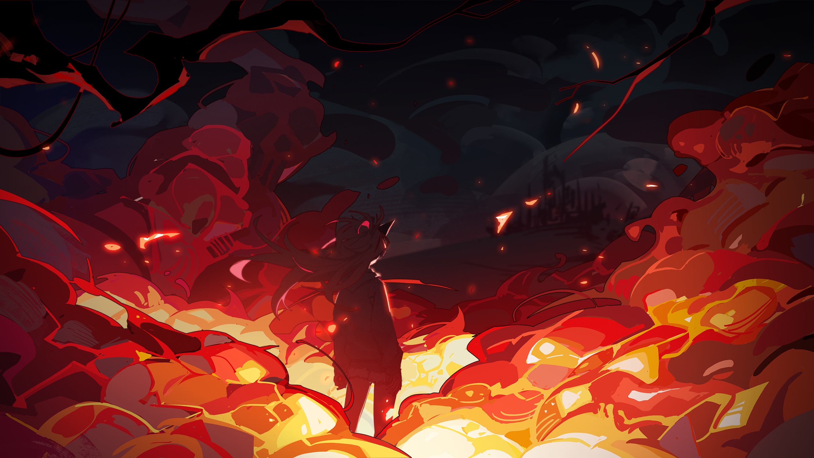 Sakura Anime Wallpaper Fire Sakura, The Fire And Water Bird