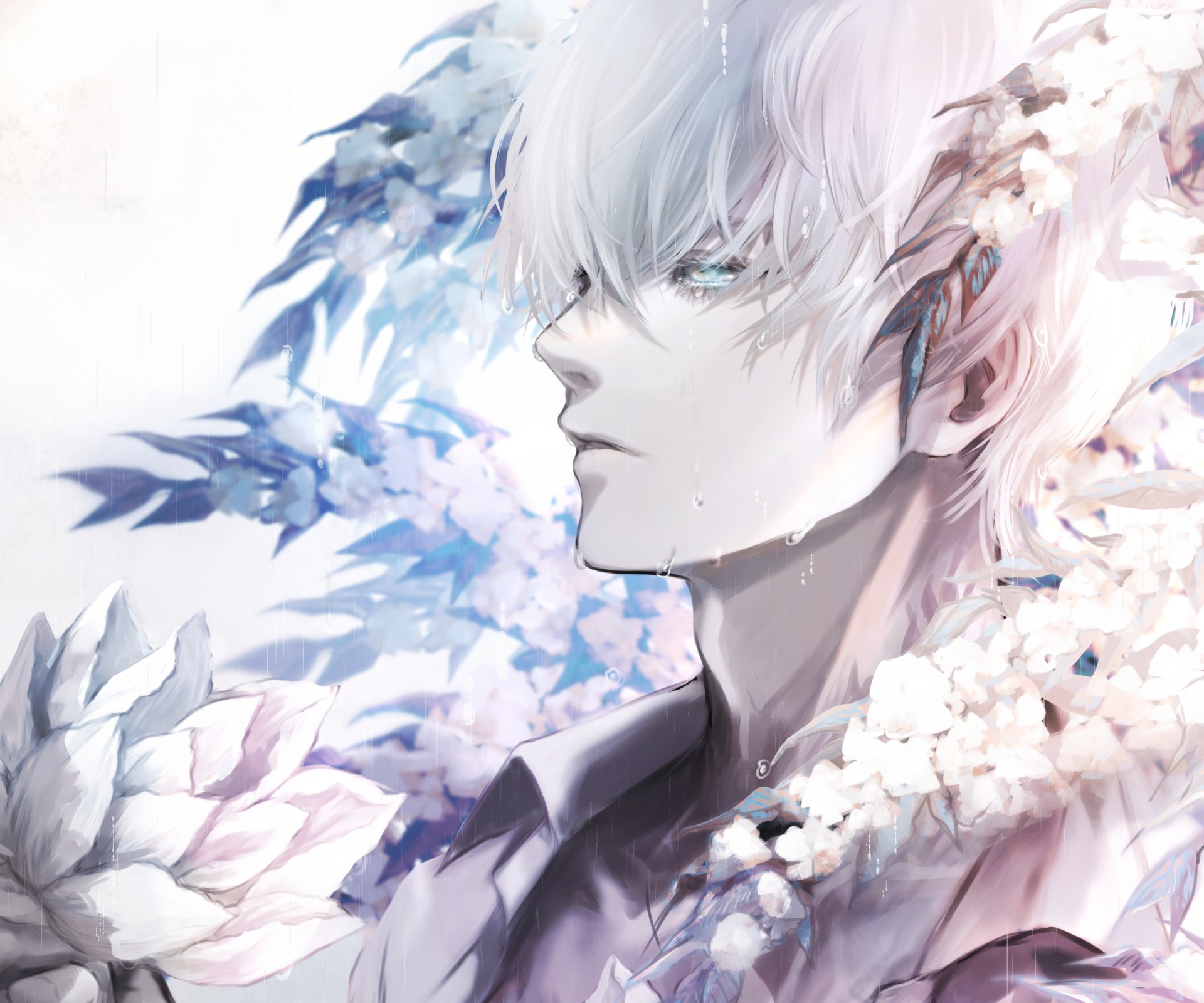 Ethereal Silver-Haired Anime Boy — 2K Quad HD Wallpaper by T yill3 ...