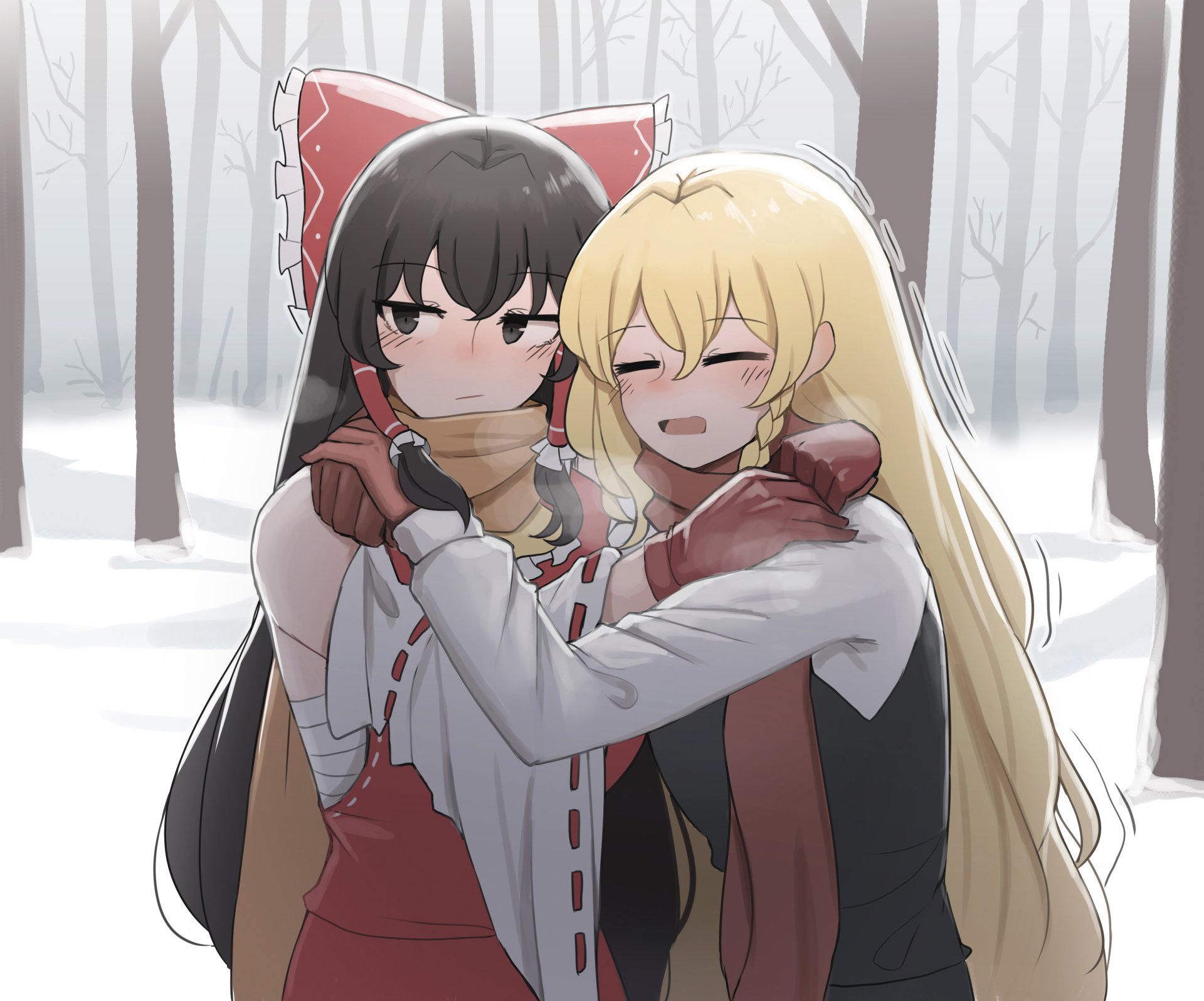 Marisa & Reimu - Touhou 4K Winter Embrace by MATAsoup | 4500x3740 ...