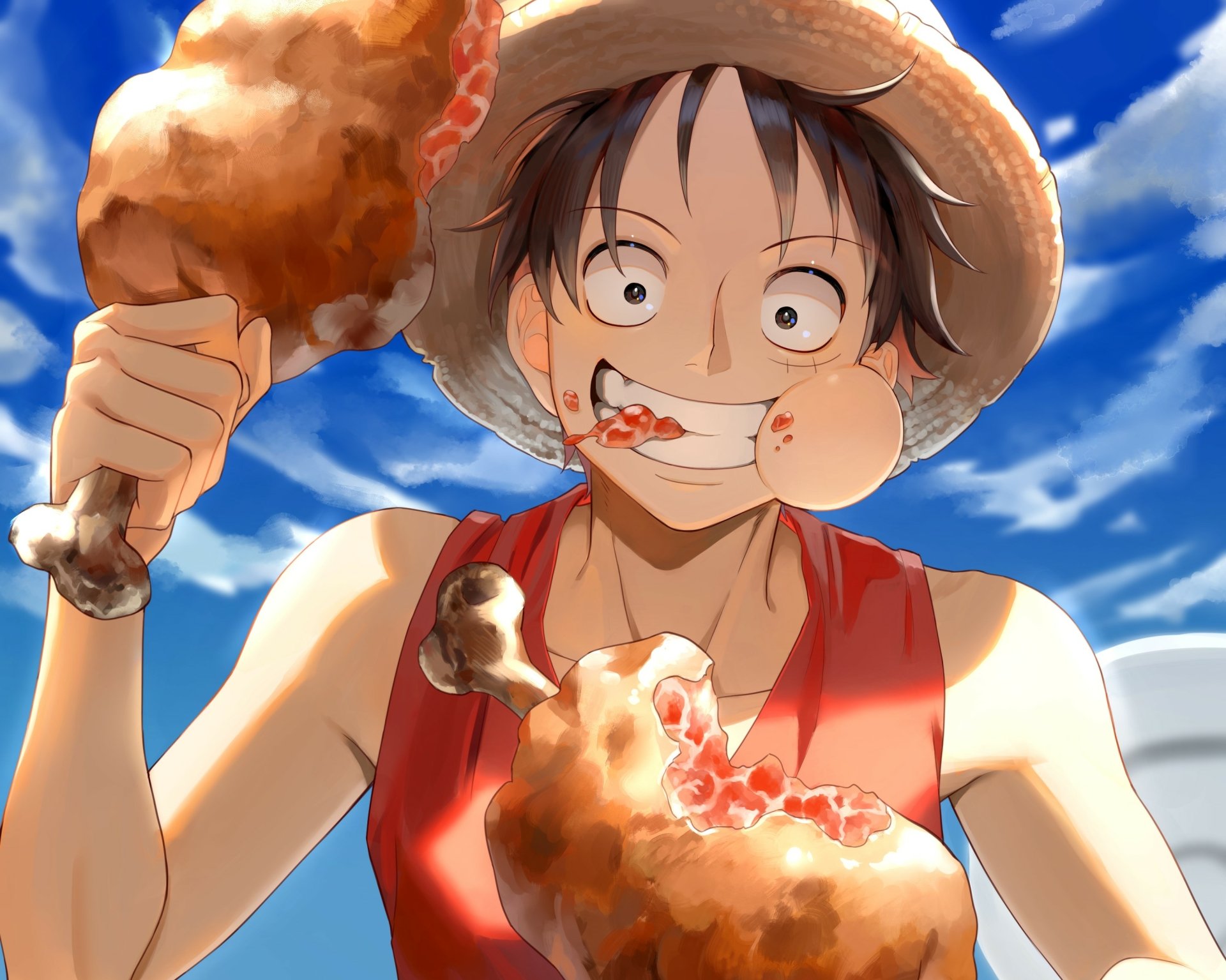 Download Monkey D. Luffy Anime One Piece Straw Hat HD Wallpaper by よしよし和