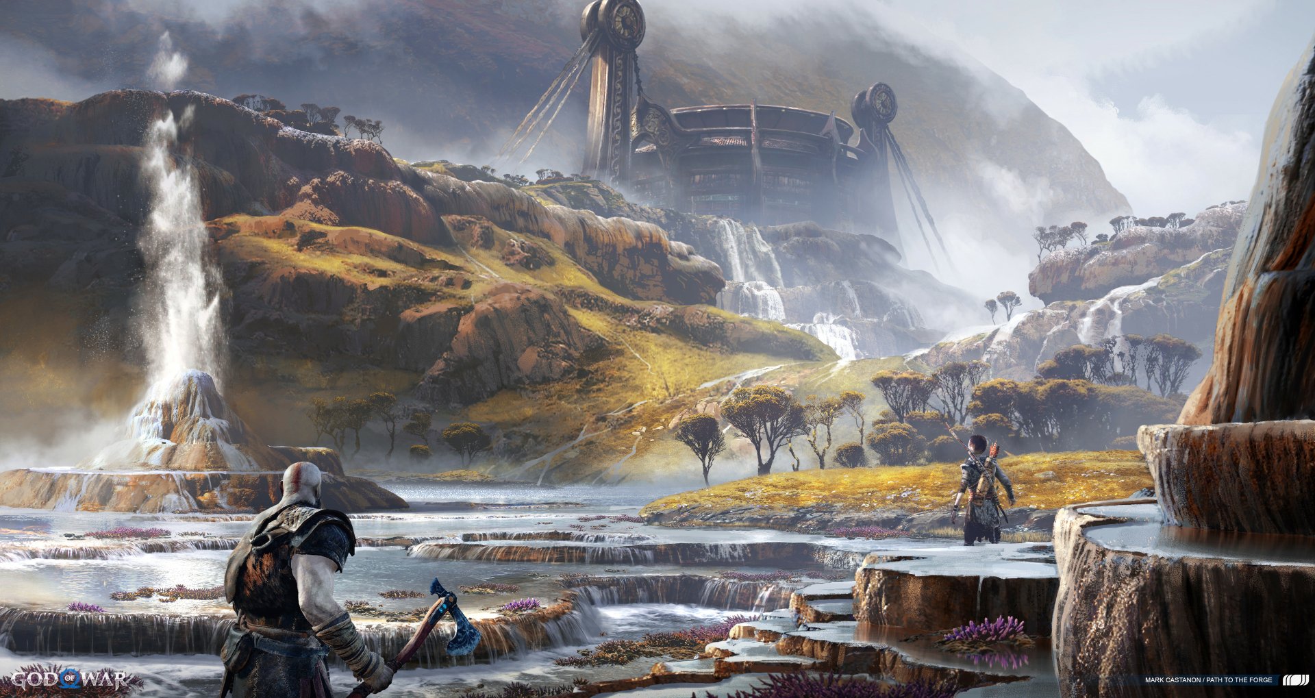 Kratos' Cascade — God of War: Ragnarök 2K Quad HD Wallpaper by Mark ...