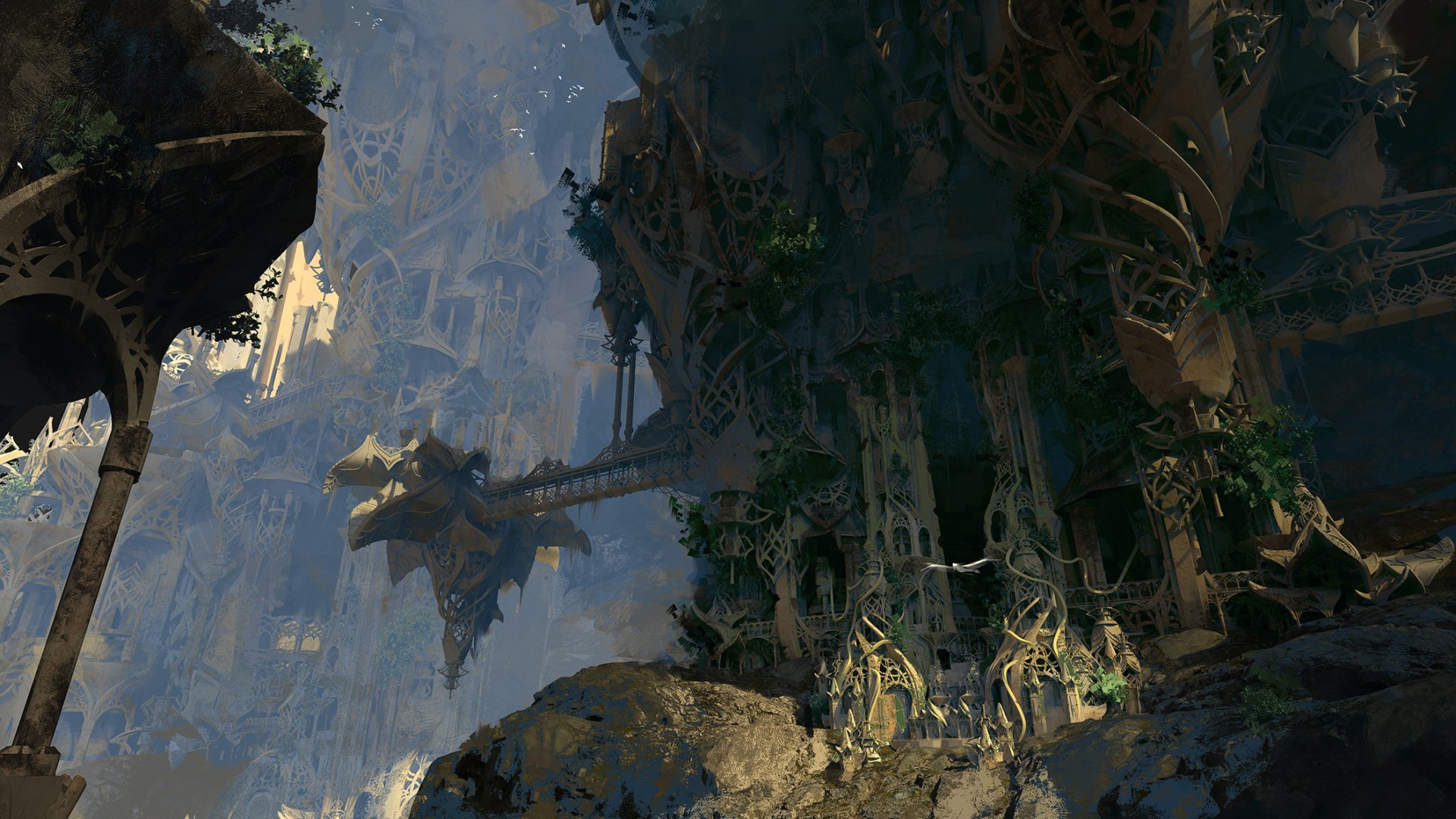 Enchanted Ruins: Fantasy Temple HD Wallpaper by Sebastian Luca