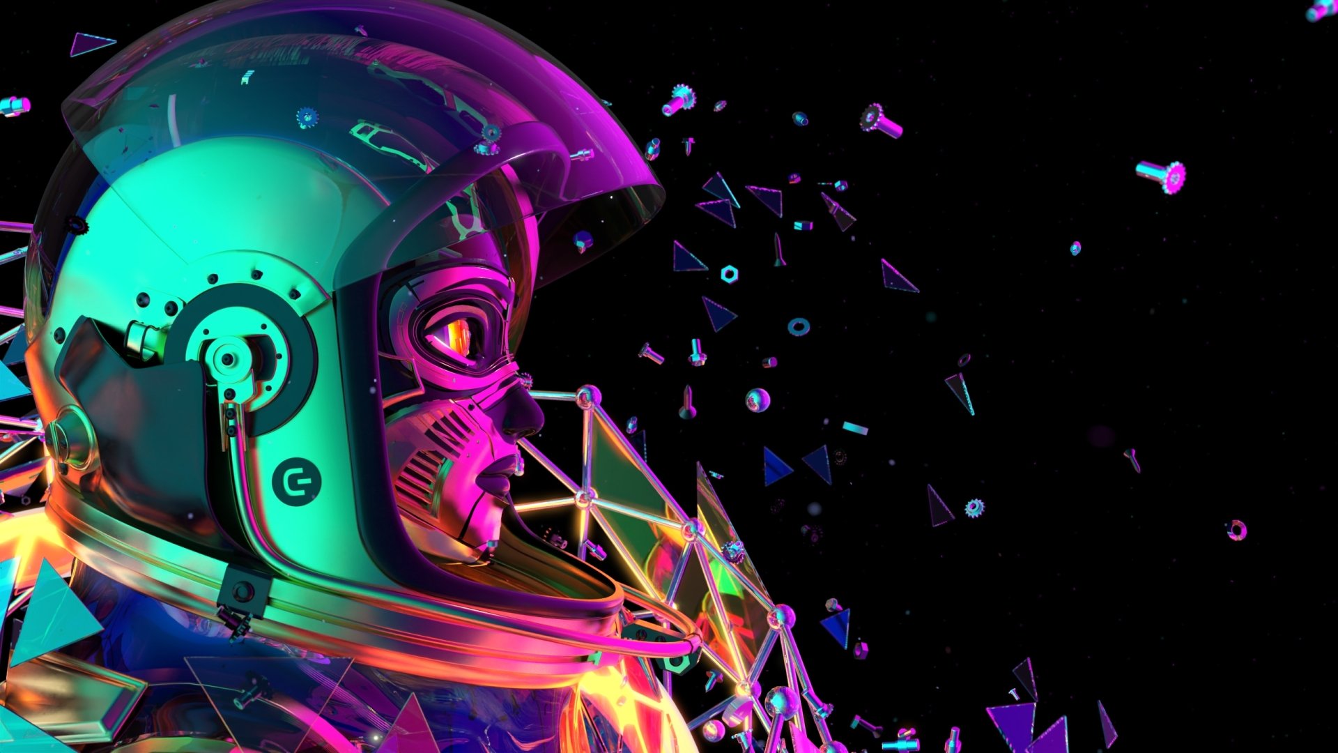 Chiptos Mirai Astronaut in Space NFT Wallpaper Robot Female Cyborg in ...