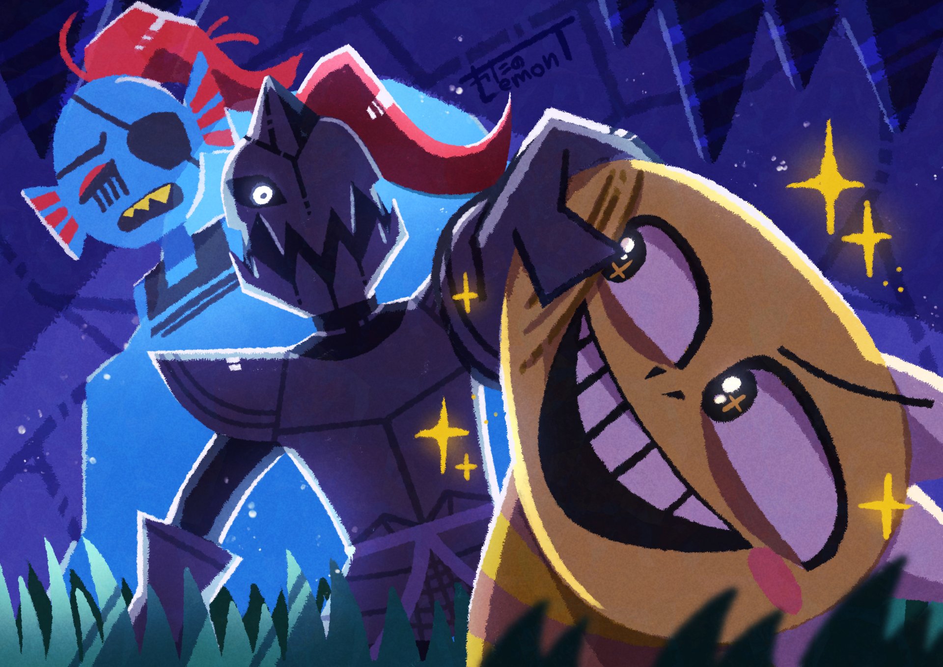 Epic Undertale Duo: Monster Kid & Undyne in 4K Ultra HD Wallpaper by 綿野レモンT