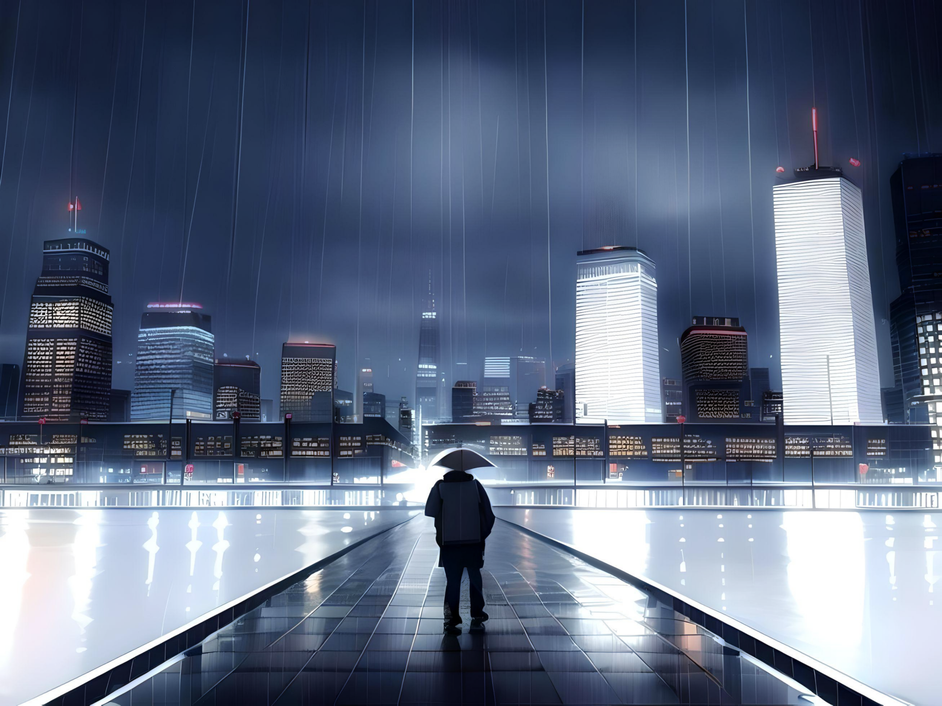 Night cityscape in the rain by CptGui | 3072x2304 | Wallpaper Abyss