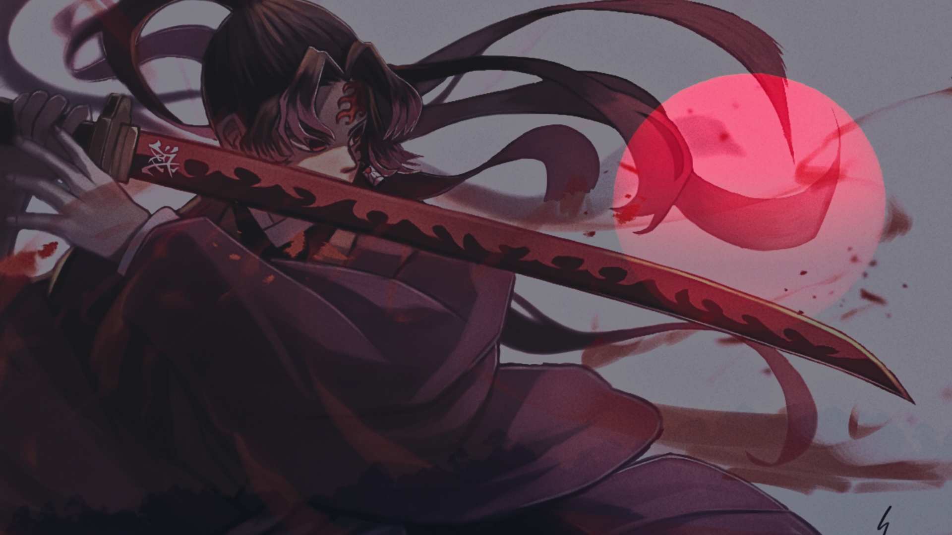 Demon Slayer 4K: Red Moon Rising in Anime Shadows by ioriwu8