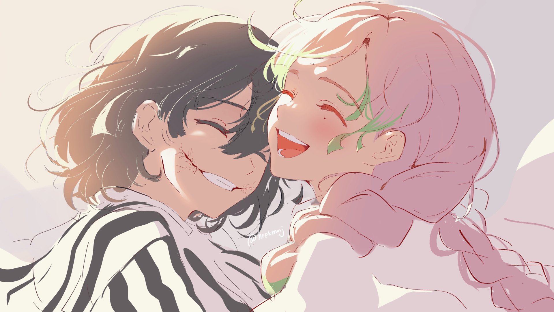 Mitsuri & Obanai - Vibrant 4K Kimetsu no Yaiba Portrait by 腹ぺこ万次郎