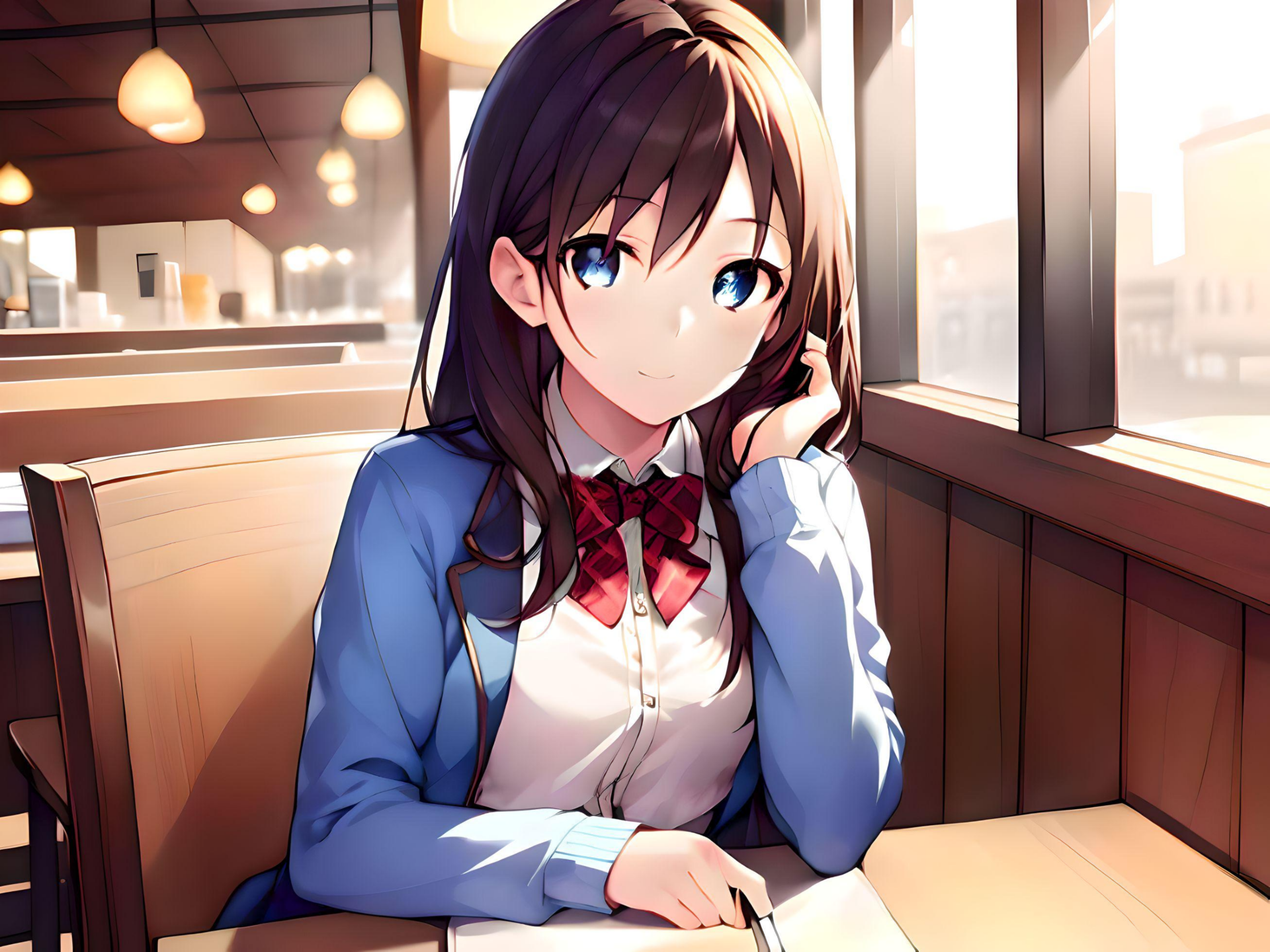 A girl in a cafe by CptGui | 4000x3000 | Wallpaper Abyss