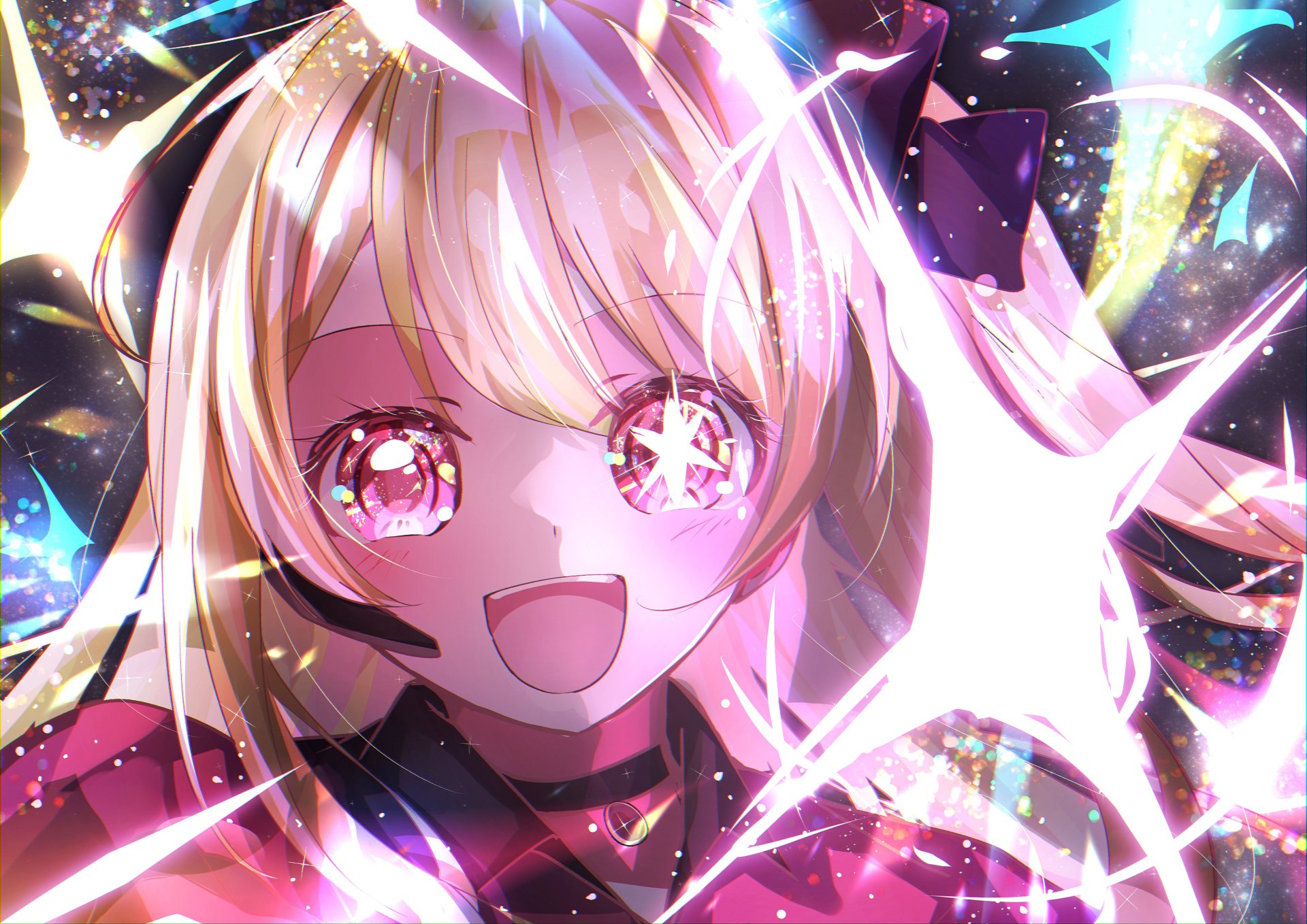 Ruby Hoshino Radiance – Stunning 4K Oshi no Ko Anime Wallpaper by 桑折