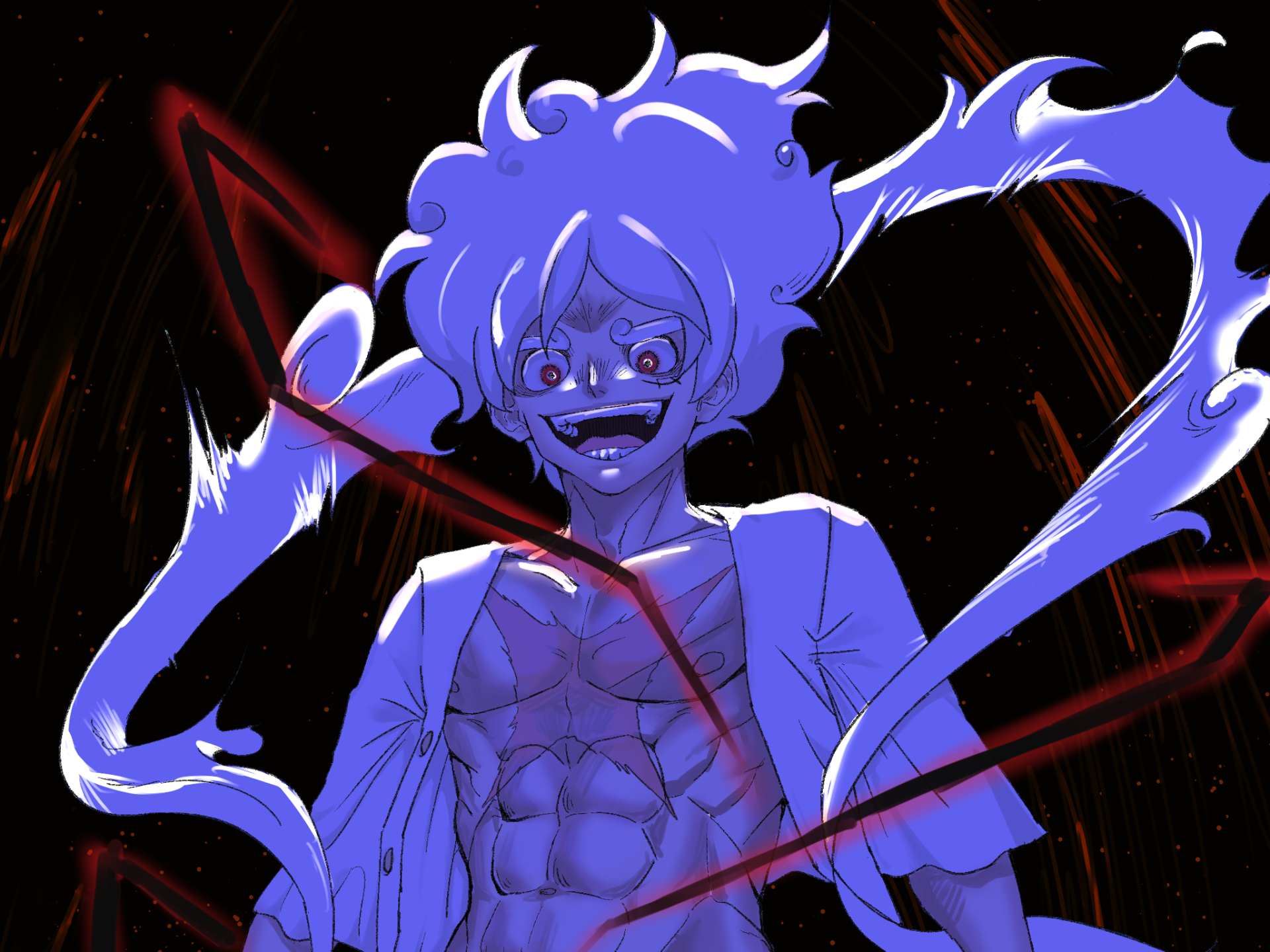 Gear 5 Luffy Unleashed: Dark Anime Power | HD One Piece Wallpaper by モト ...