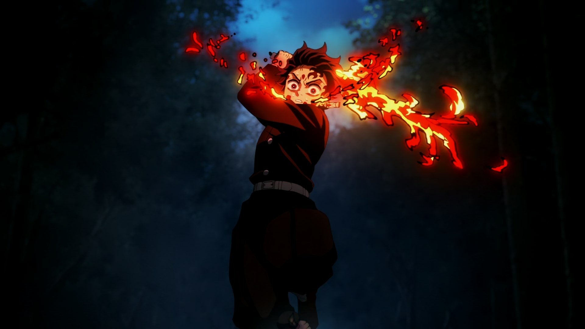 Demon Slayer HD Wallpaper: Fiery Anime Action from Kimetsu no Yaiba