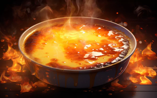 Decadent Crème Brûlée HD Wallpaper – Fiery Sweet Delight
