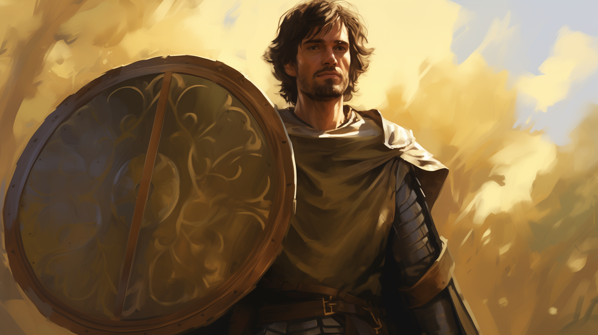 Valiant Warrior with Shield HD Wallpaper by Laxmonaut