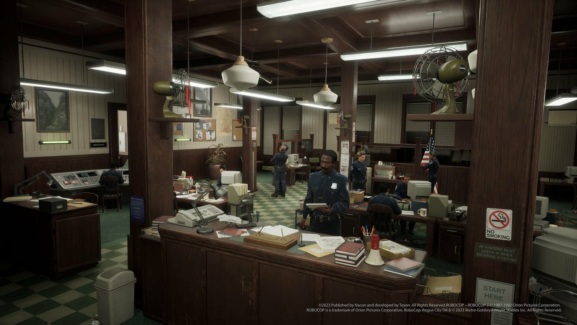 RoboCop: Rogue City HD Wallpaper - Futuristic Police Office Scene