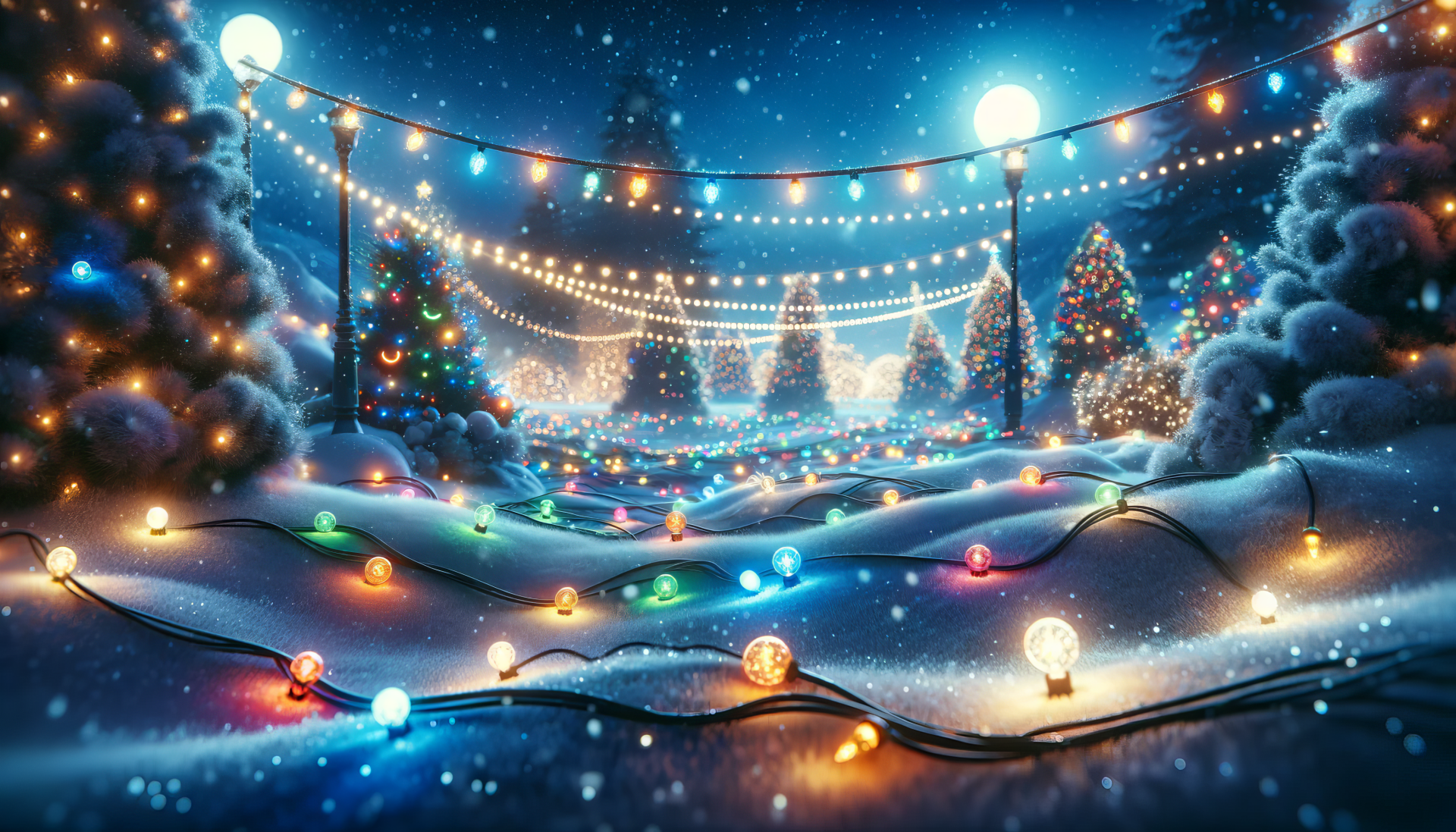 Enchanting Winter Holiday Lights HD Wallpaper by robokoboto