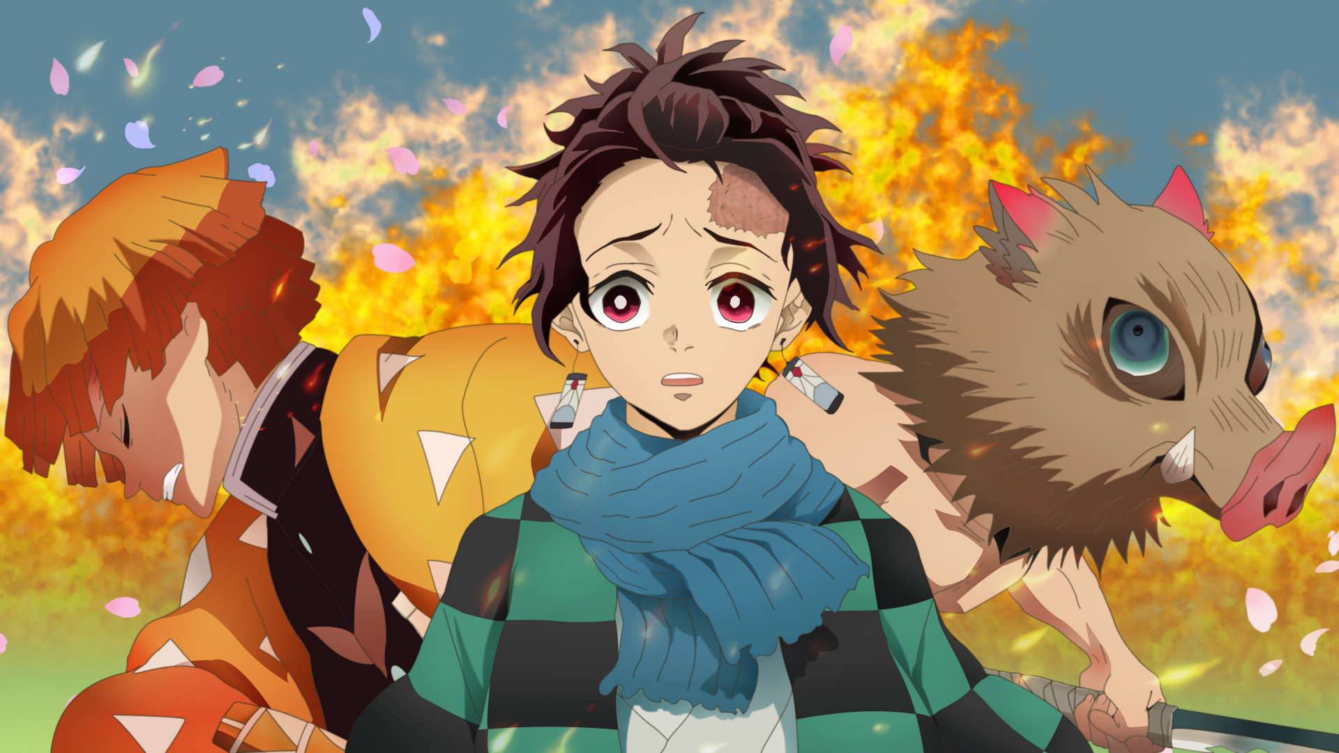 Demon Slayer Trio: Tanjiro, Zenitsu & Inosuke 8K Ultra HD Anime ...