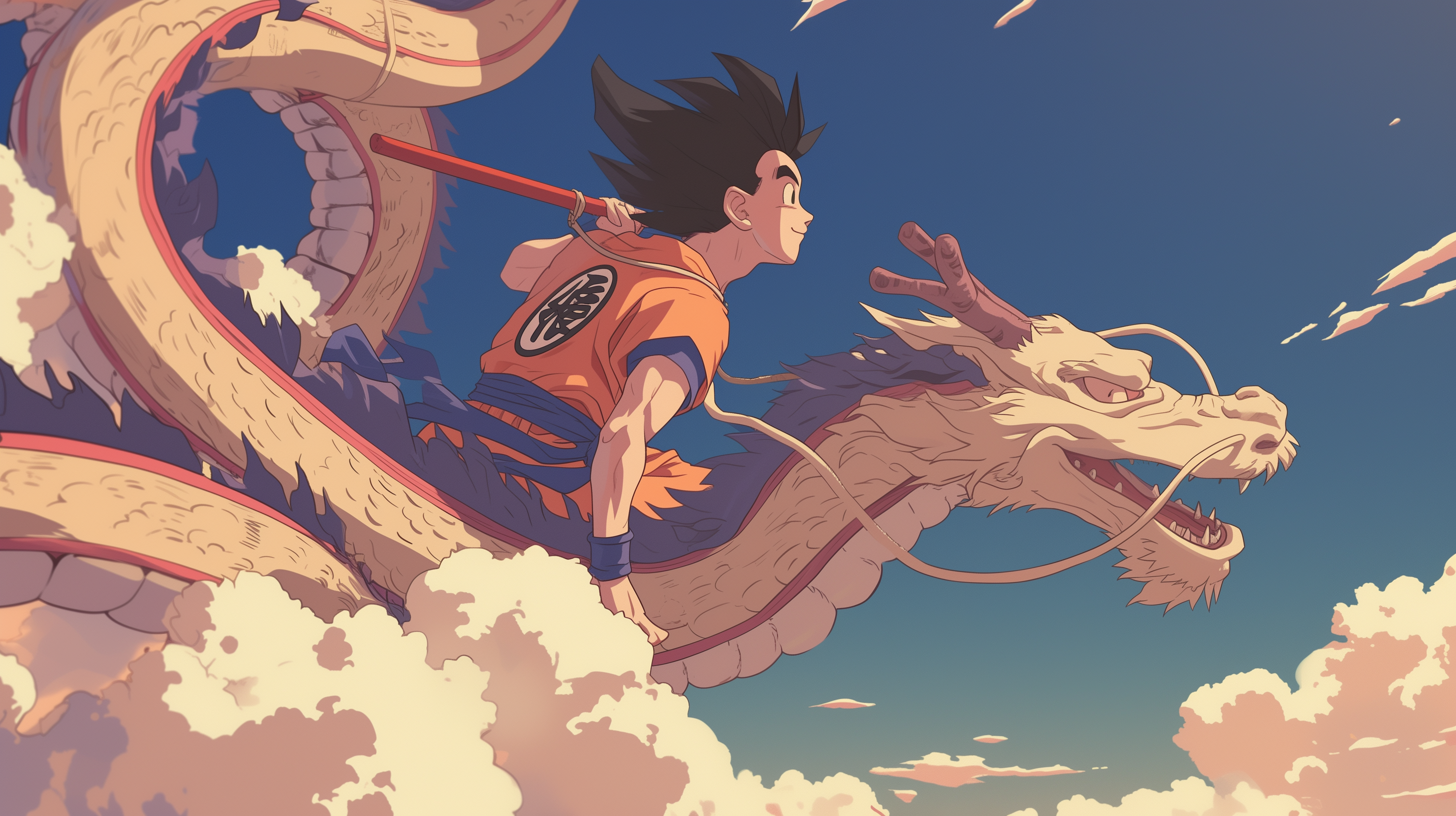 Goku Riding Dragon HD Wallpaper - Dragon Ball Z Anime Background by patrika