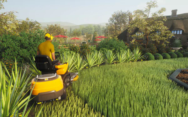 Lawn Mowing Simulator Game HD Wallpaper – Mower in Action