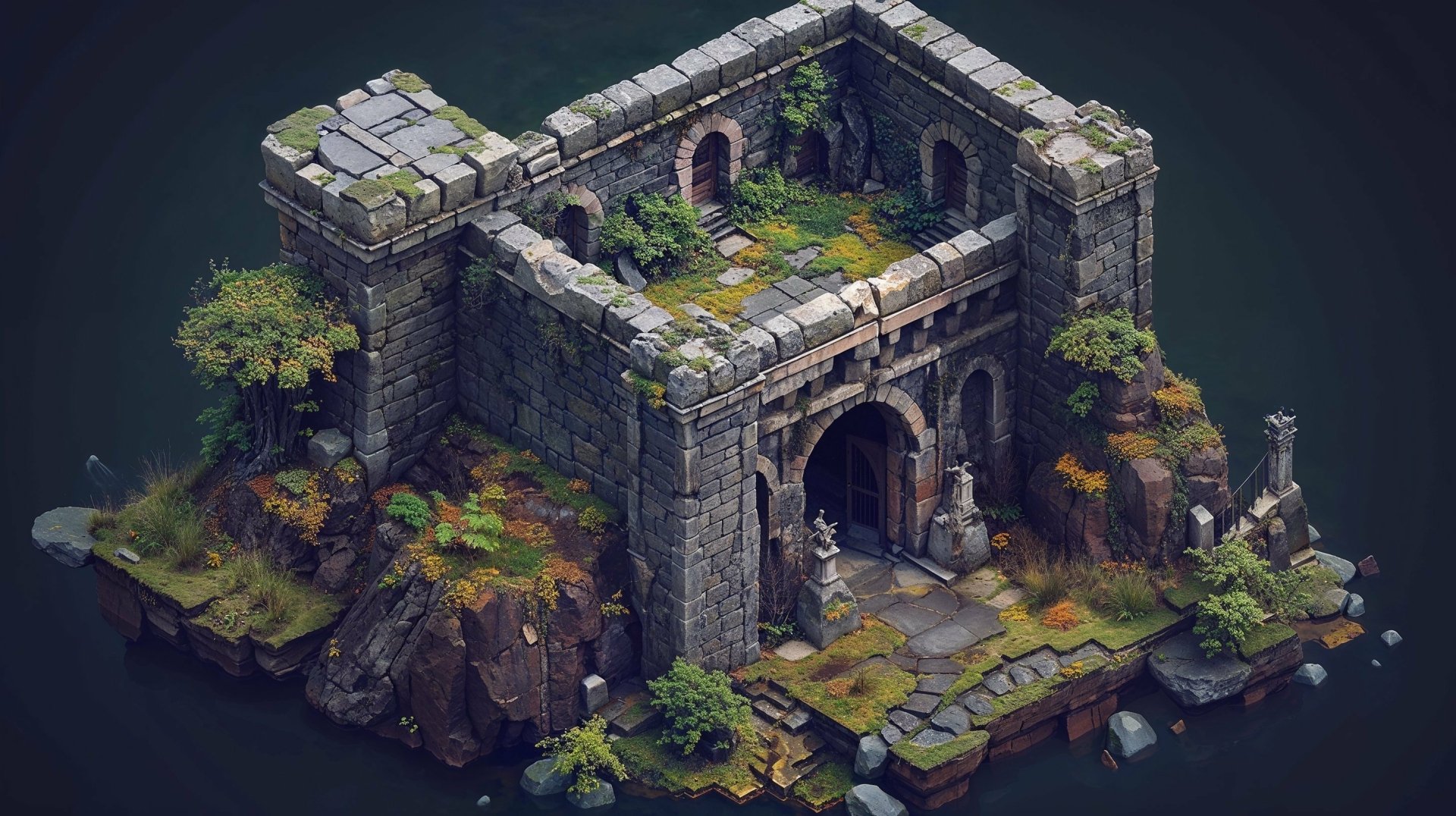 Isometric Medieval Ruins HD Wallpaper by patrika