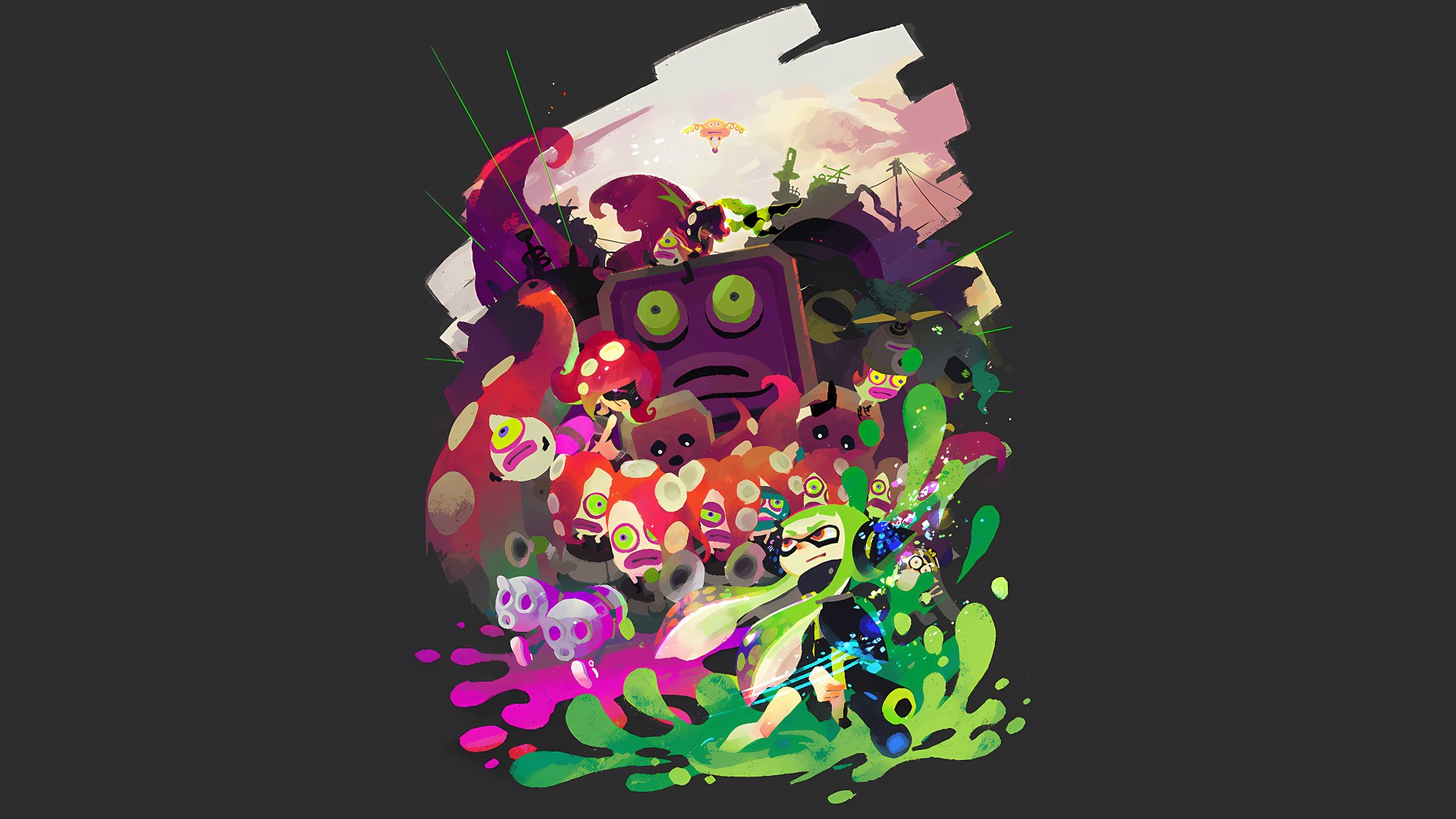 Splatoon 4K Ultra HD Vibrant Ink Battle Wallpaper