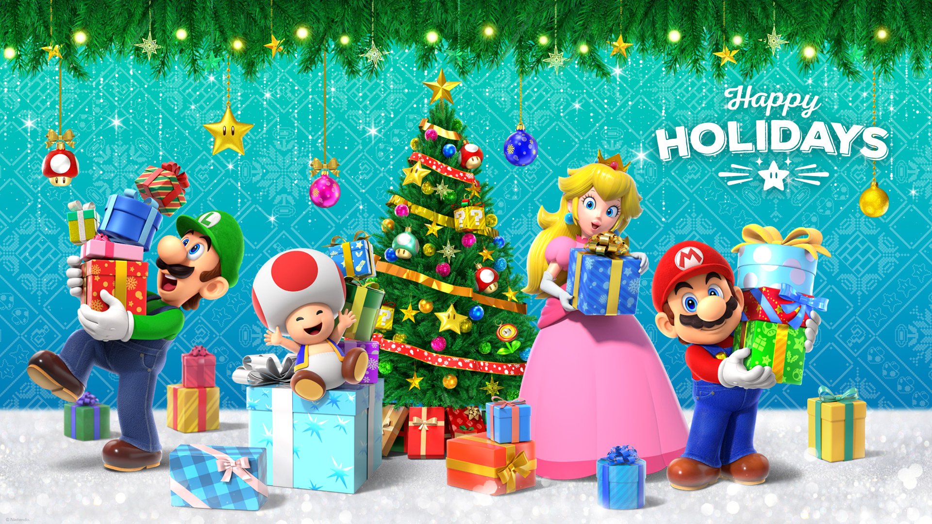 Super Mario Holiday Magic | HD Festive Wallpaper Celebration