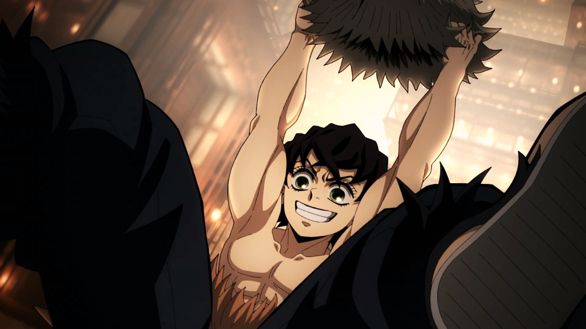 Inosuke Hashibira Unleashed – HD Demon Slayer Wallpaper