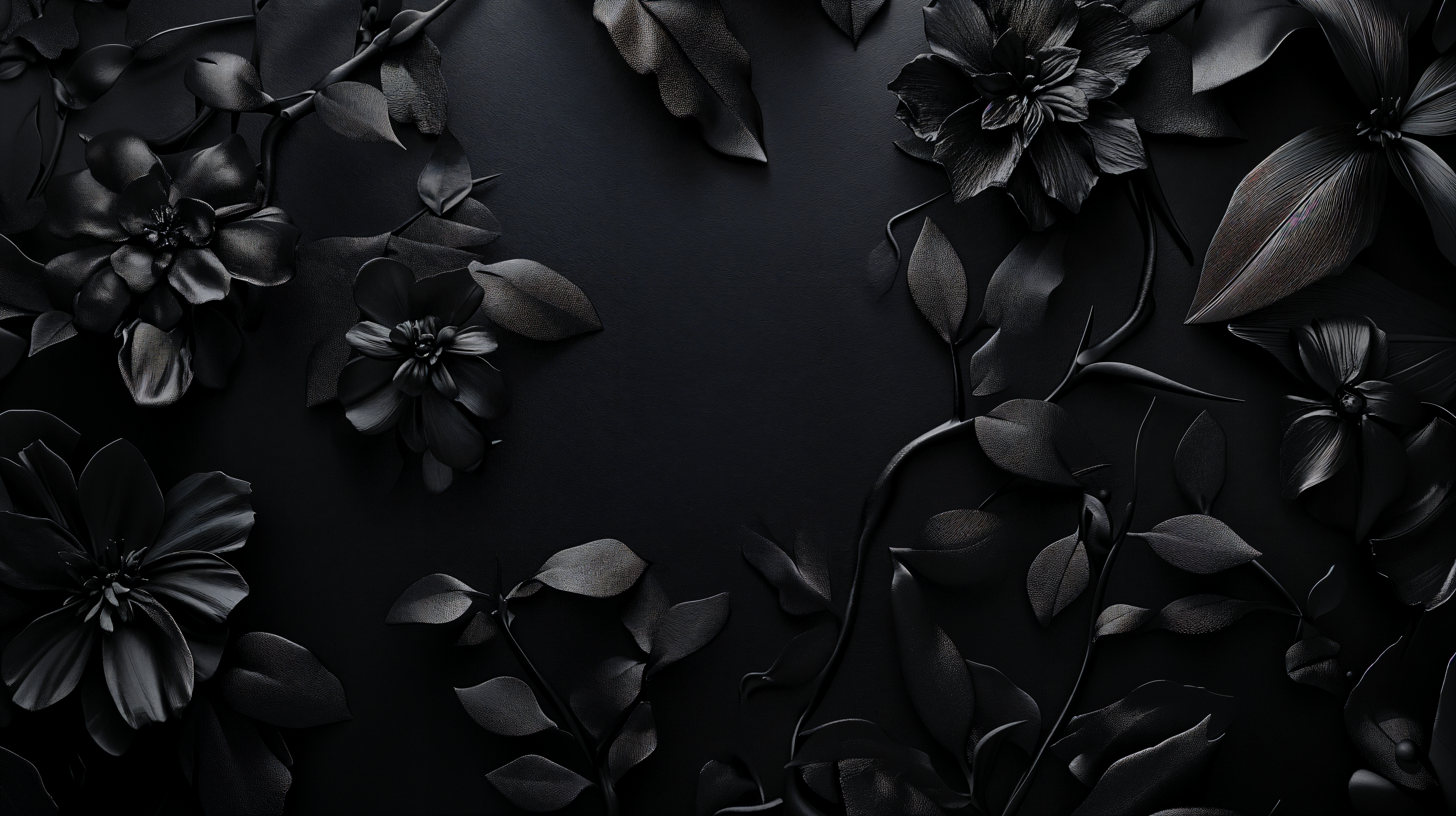 Elegant Black Floral 4K Ultra HD Wallpaper by robokoboto