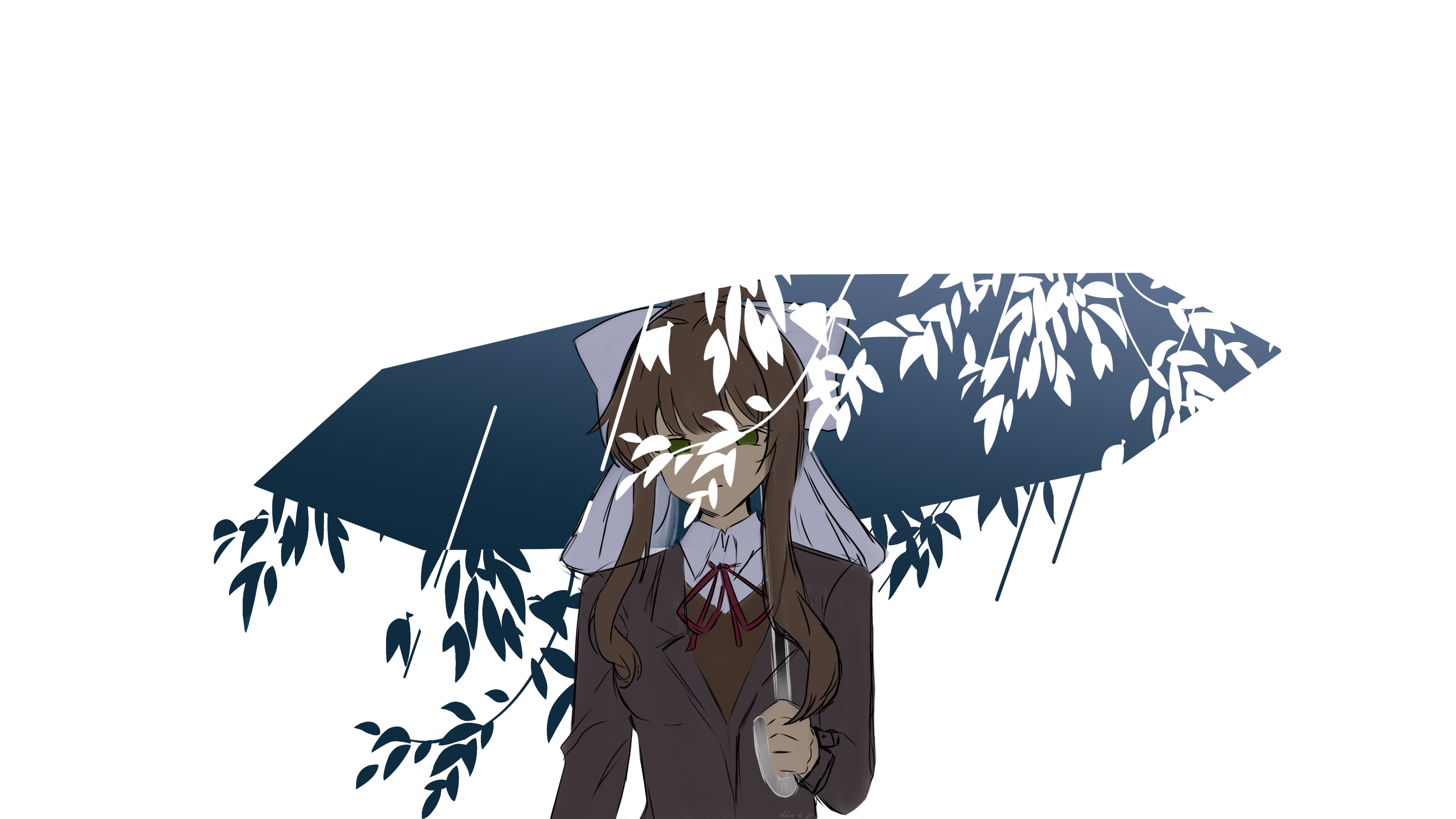 Monika DDLC - Desktop wallpaper by Noire.Neige