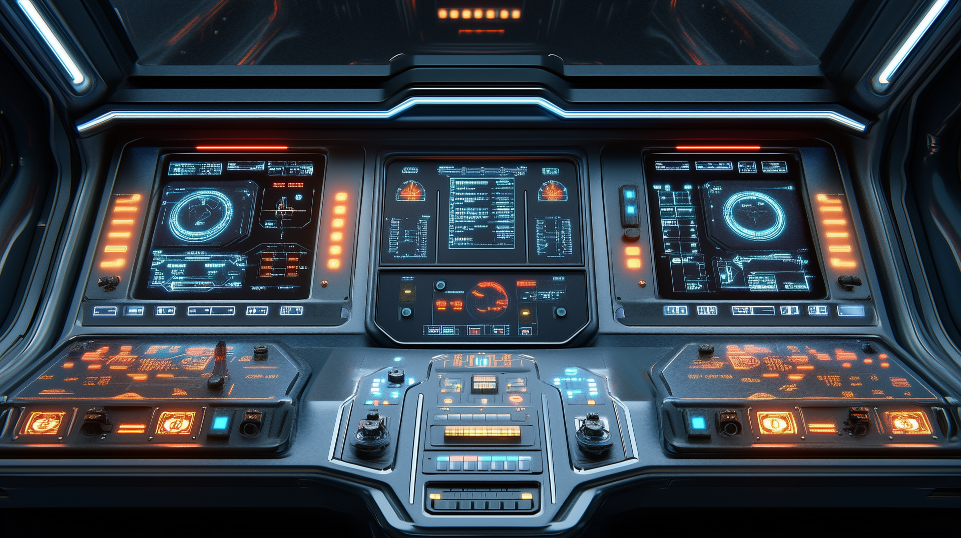 Futuristic Spaceship Control Panel HD Wallpaper by robokoboto