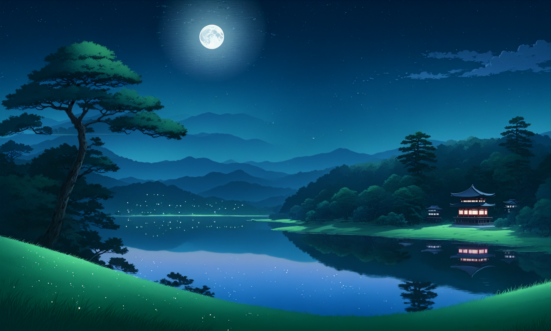 Calm night by the water by PythonArt | 2560x1536 | Wallpaper Abyss