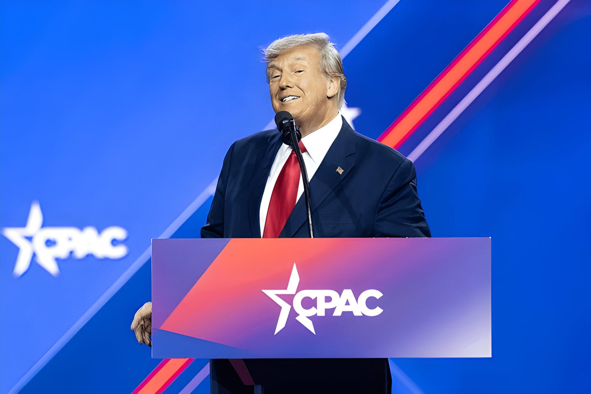Donald Trump at CPAC 2024 | Vibrant MAGA HD Wallpaper