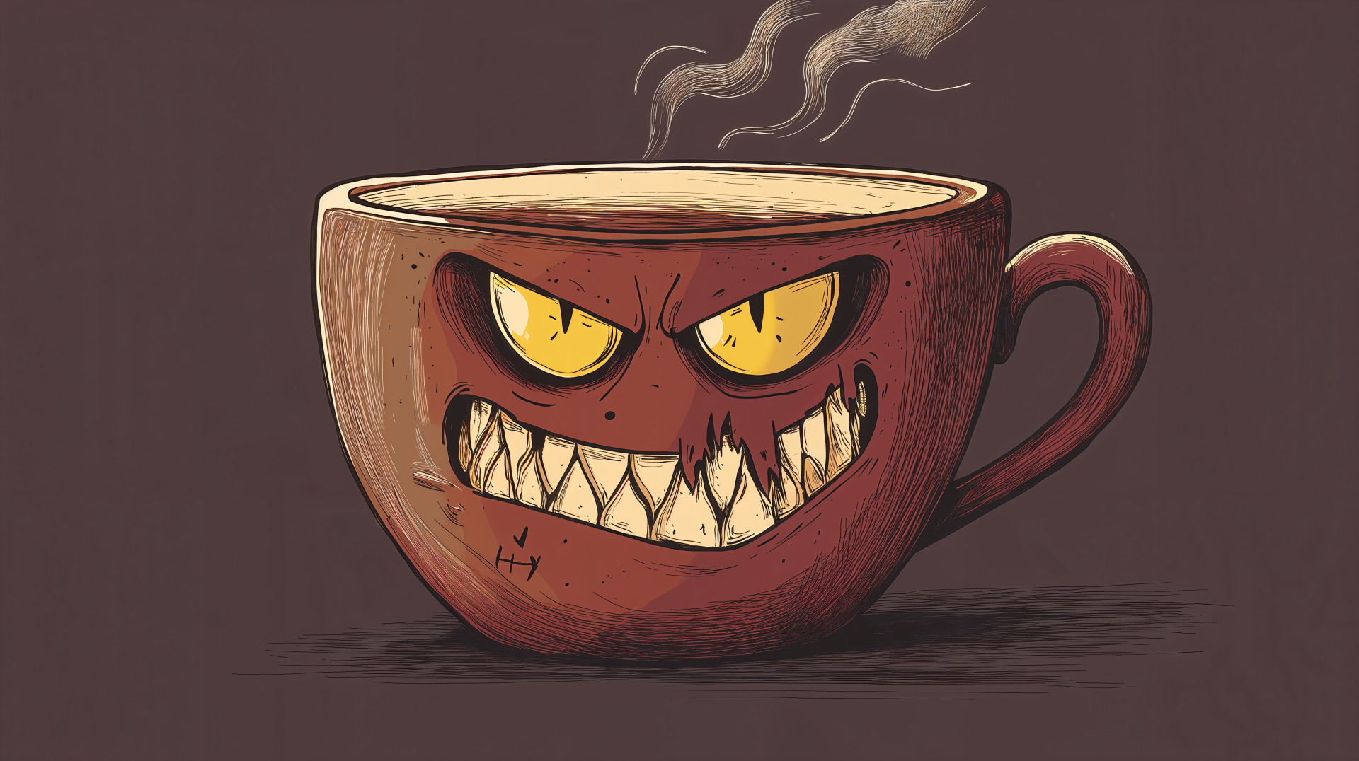 Sinister Brew: 4K Ultra HD Coffee Wallpaper by robokoboto